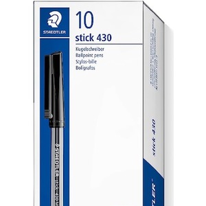 Staedtler Stick 430 M-9 Ballpoint Pen Medium - Black 10Pack