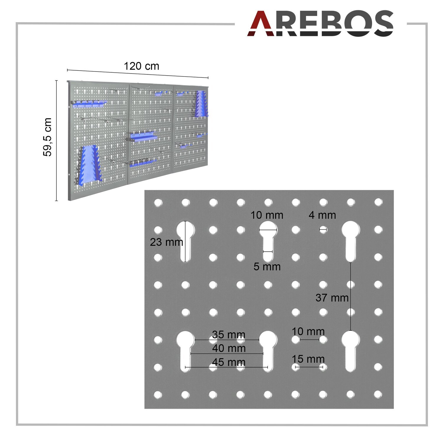 Tool Wall Perforated Wall Workshop Metal Wall Perforated Plate 17 Parts