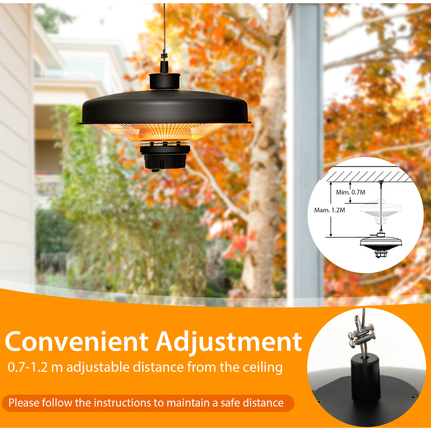 2000W Patio Ceiling Electric Heater