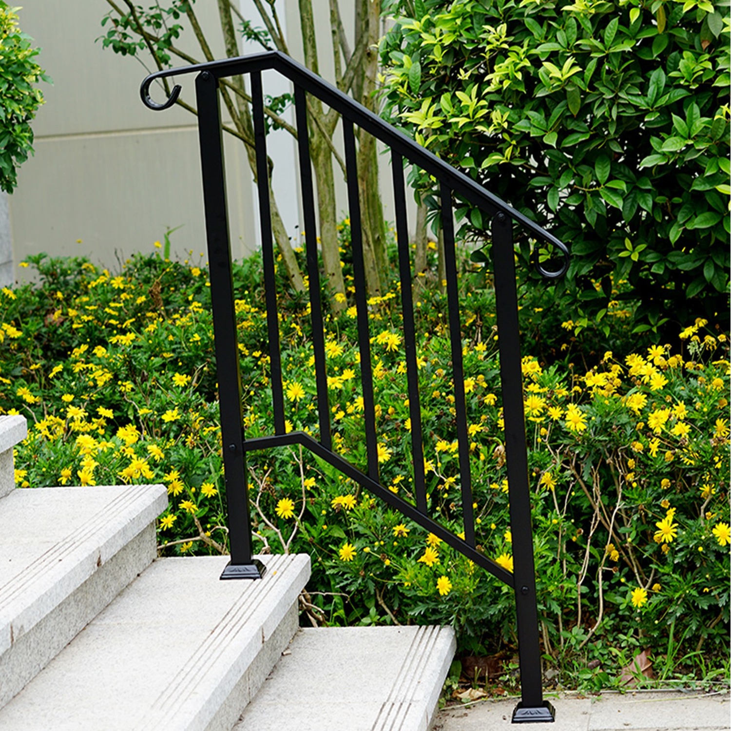 Outside Hand Railings For Steps VEVOR Wrought Iron Handrail Fits 3 Or