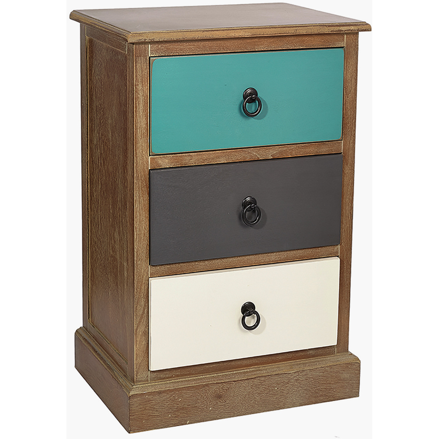Multicoloured Wood 3 Drawer Unit