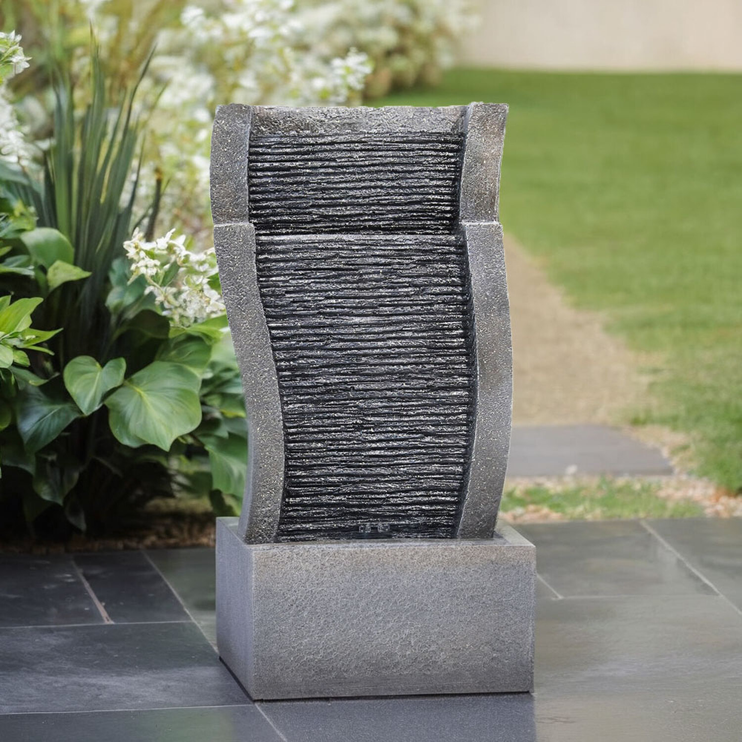 LED Solar Vertical Cascade Rockery Fountain
