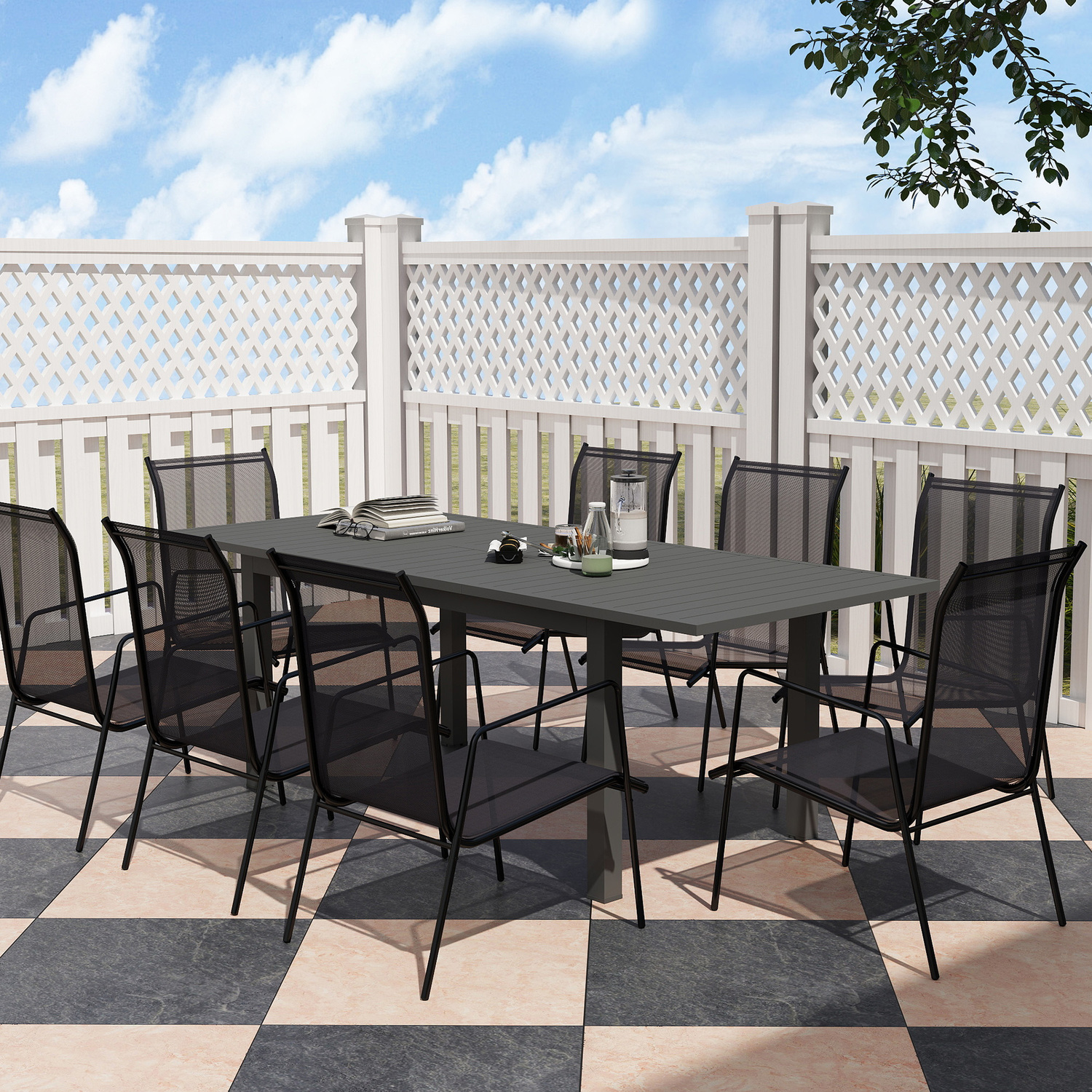 Outsunny Aluminium Extending Garden Table for 6-8