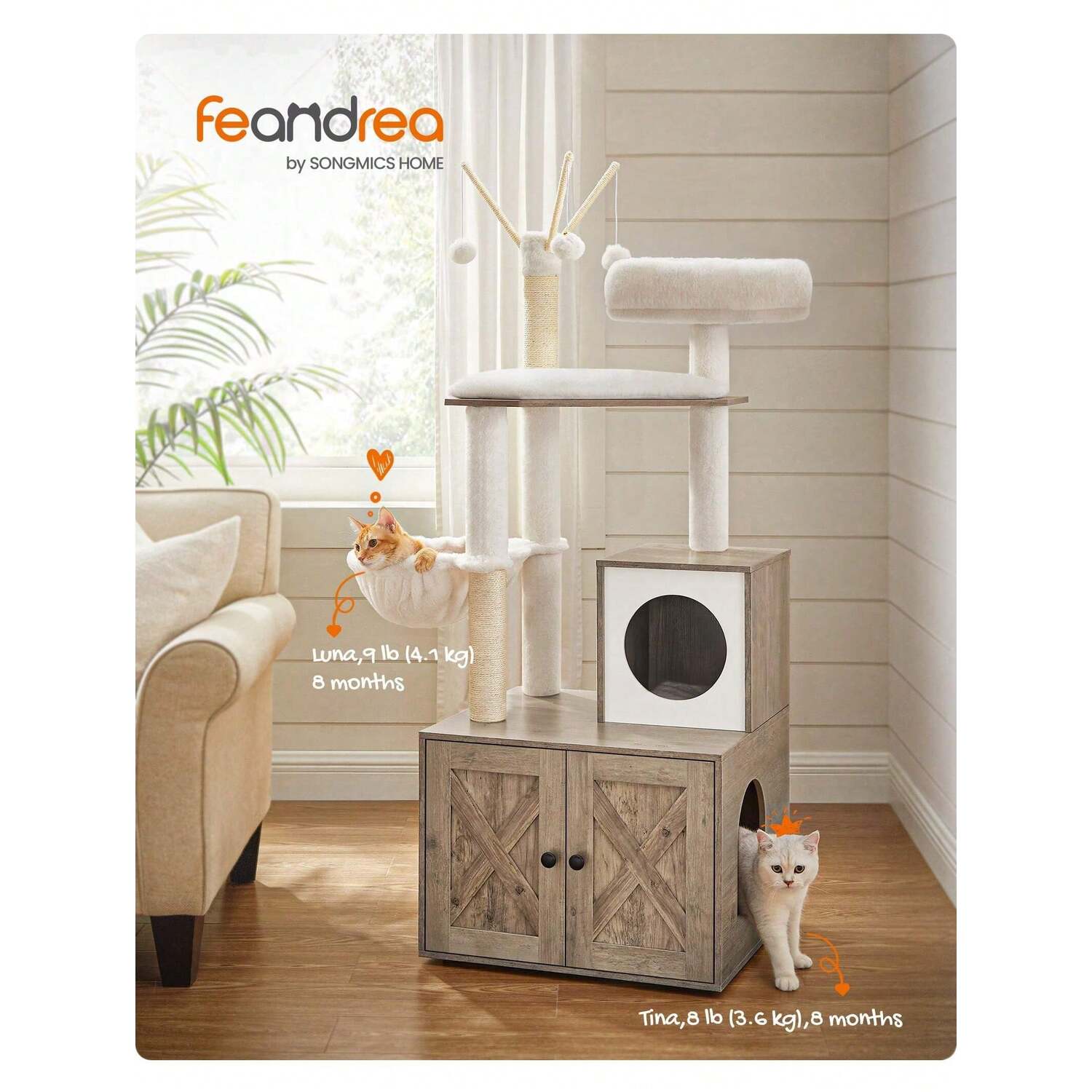 2-in-1 Cat Tree with Litter Box Enclosure