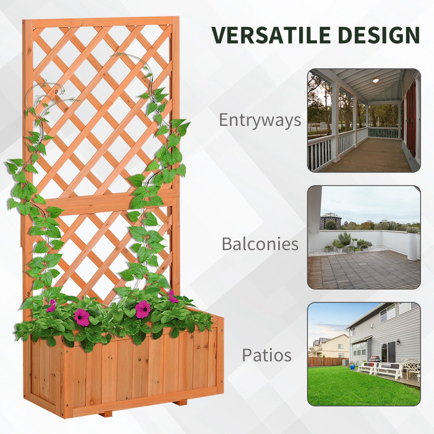 Flower Stand With Pine Trough Planter