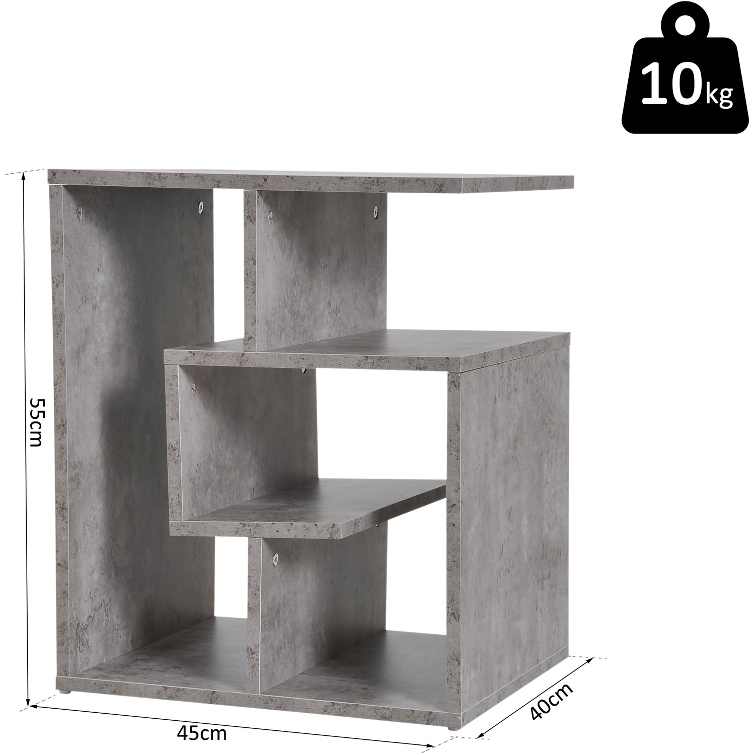 HOMCOM 3 Tier Side End Table with Open Shelf Storage