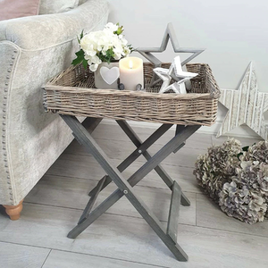 Wicker Tray Side Table