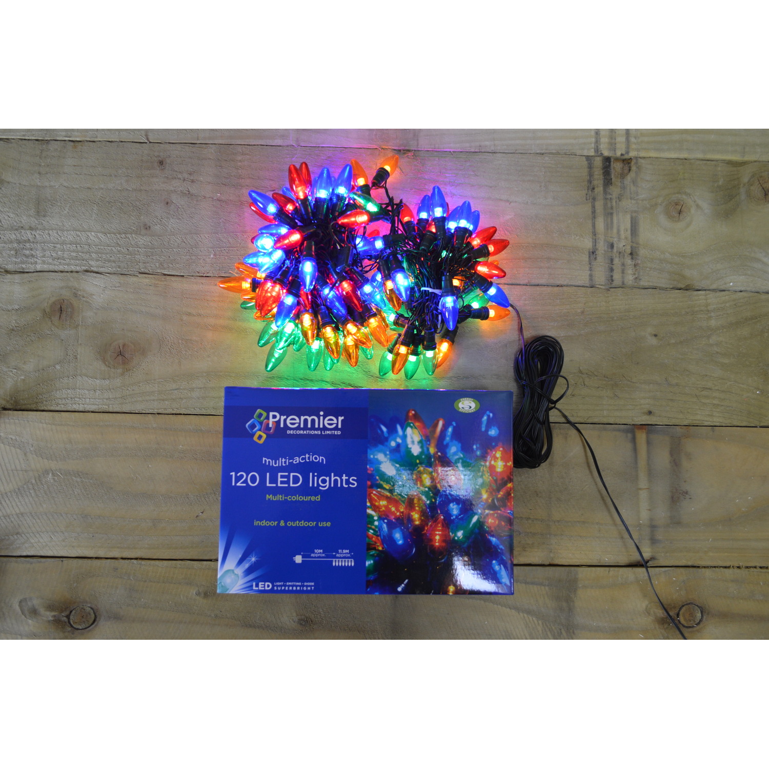 Premier 12m 120 LED Multifunction Large Bulb Christmas Lights