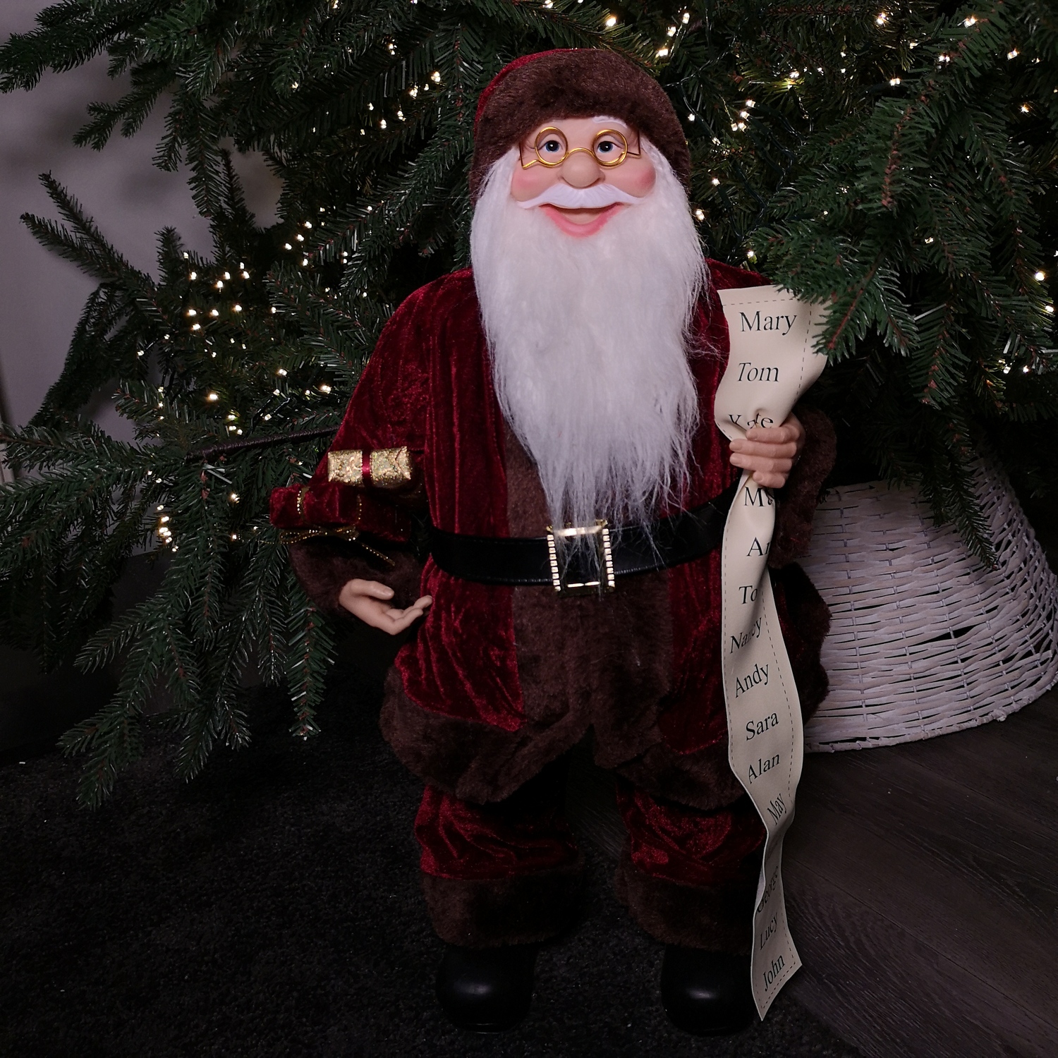60cm Standing Father Christmas Holding Name List Gifts