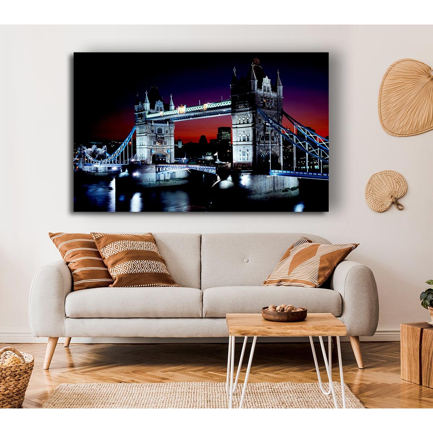 London Tower Bridge Night Vision Canvas Print Wall Art