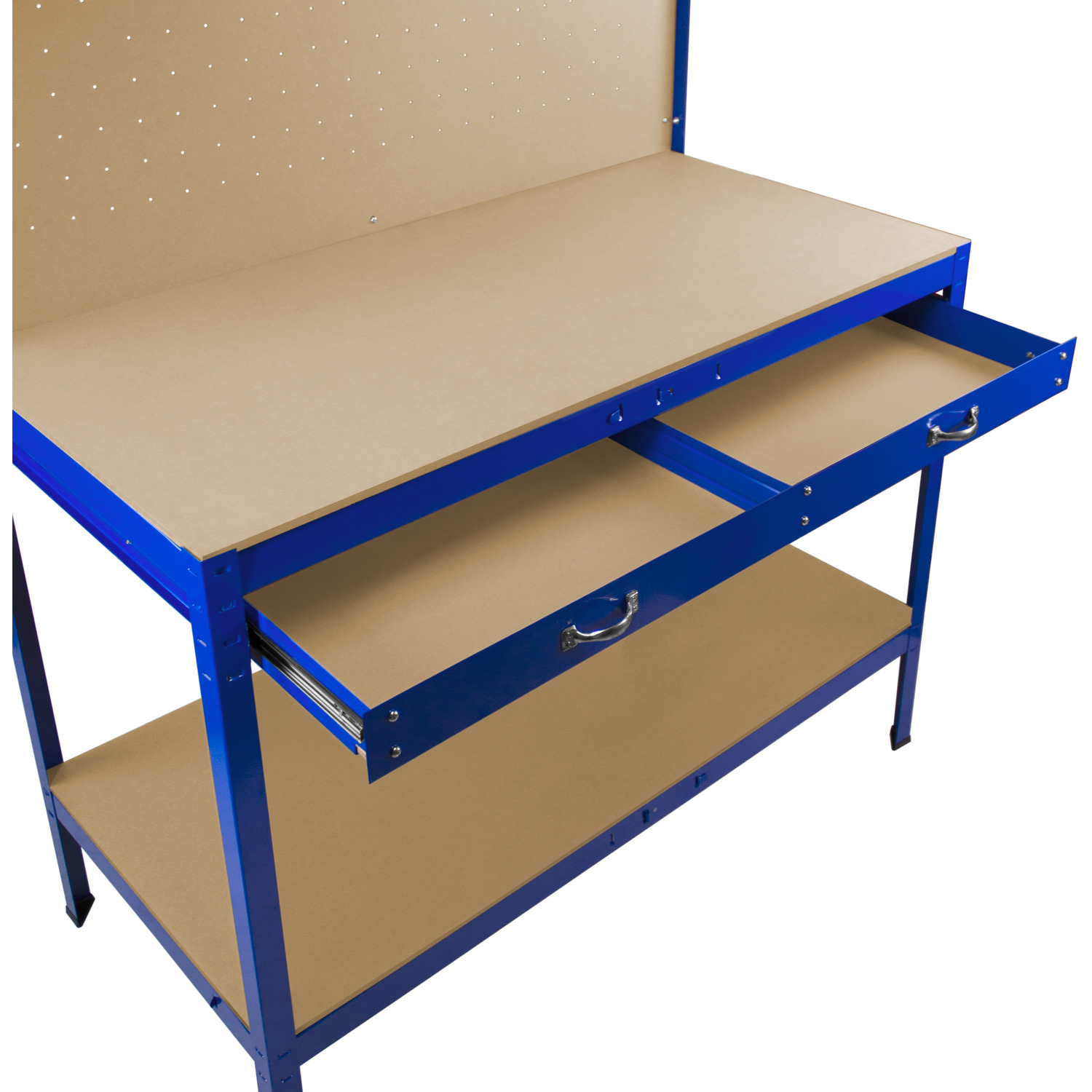 Workbench with Pegboard, Drawer and Light