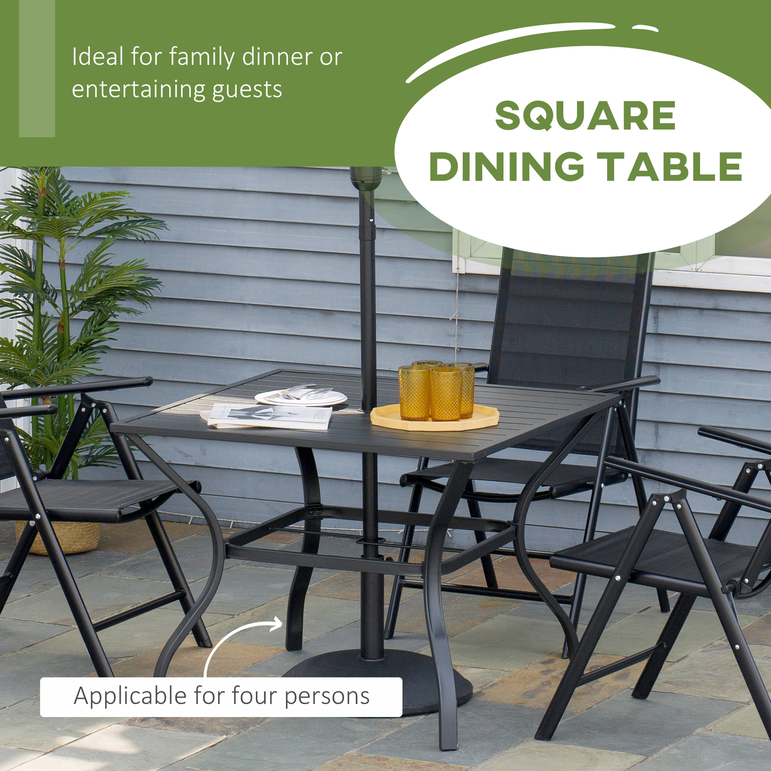Slatted Metal Plate Tabletop Garden Table