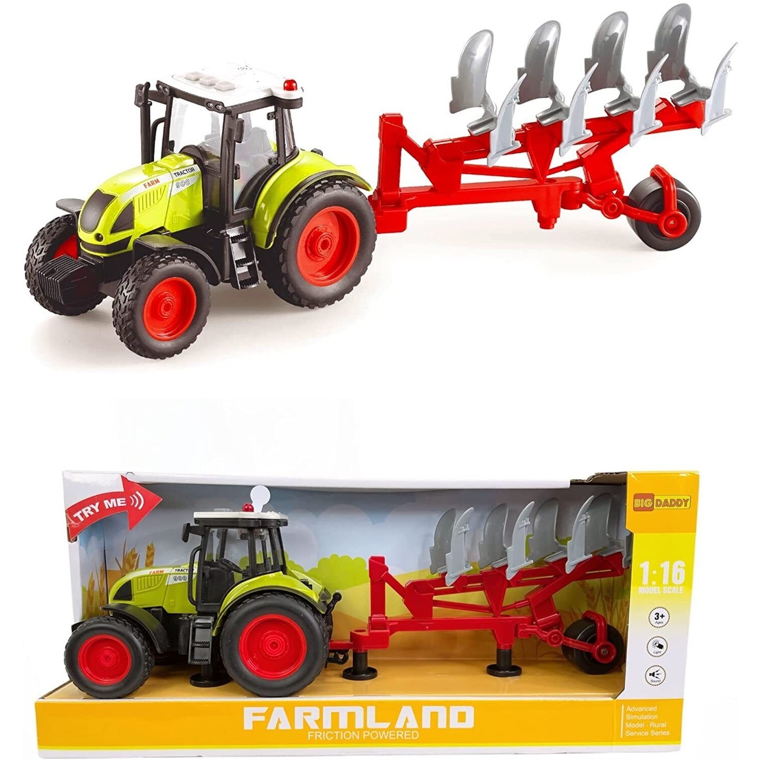 2Pcs Farm Tractor Toy Truck Set