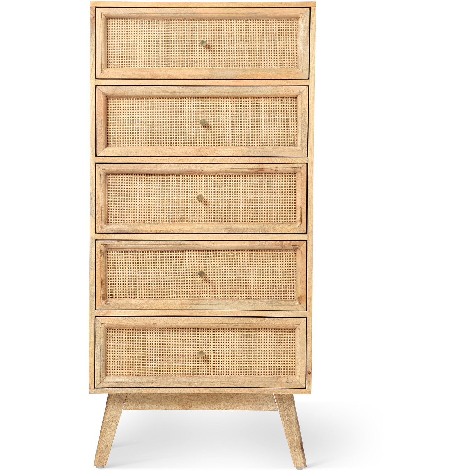 Venice Tall 5 Drawer Chest Unit Rattan Mango Wood