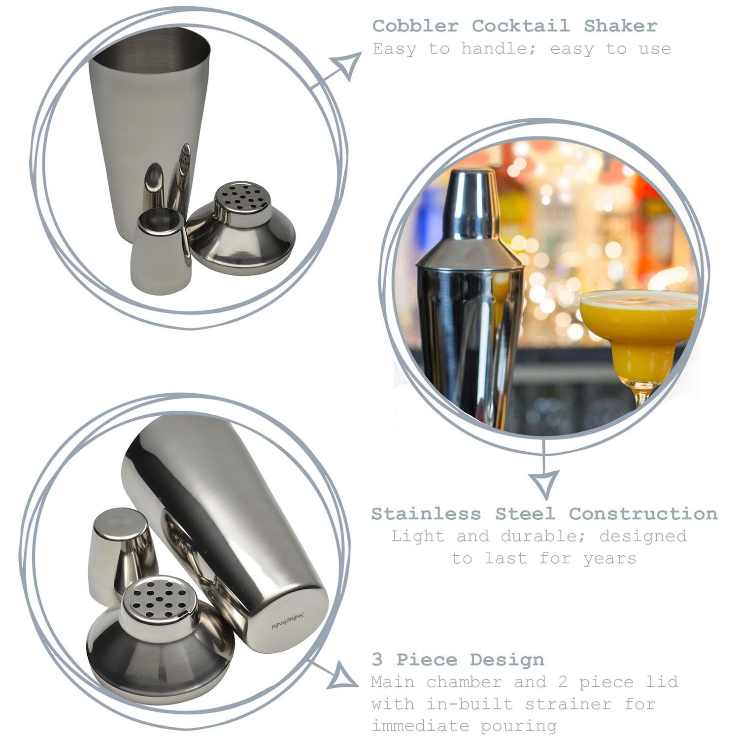 3pc Manhattan Cocktail Shaker Set
