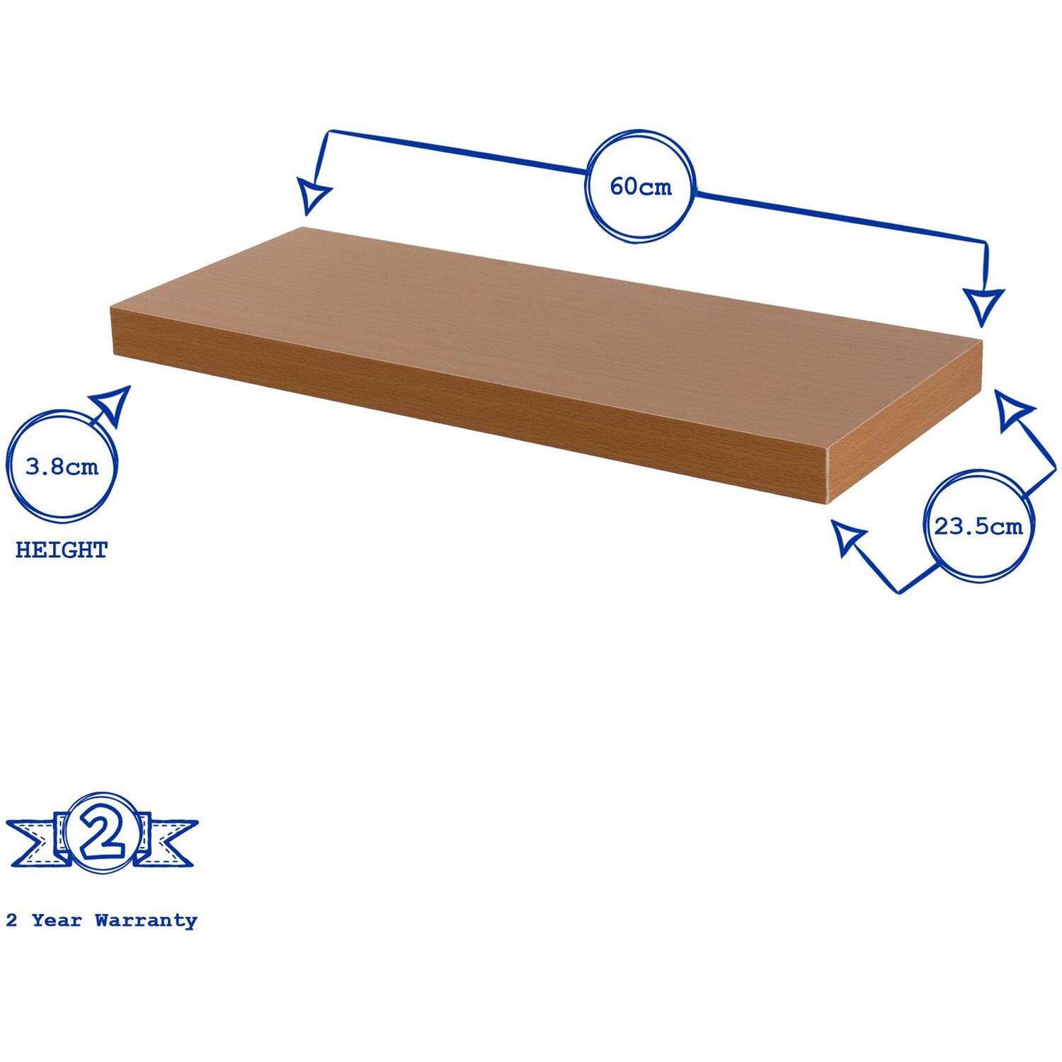 60cm Modern Floating Wall Shelf