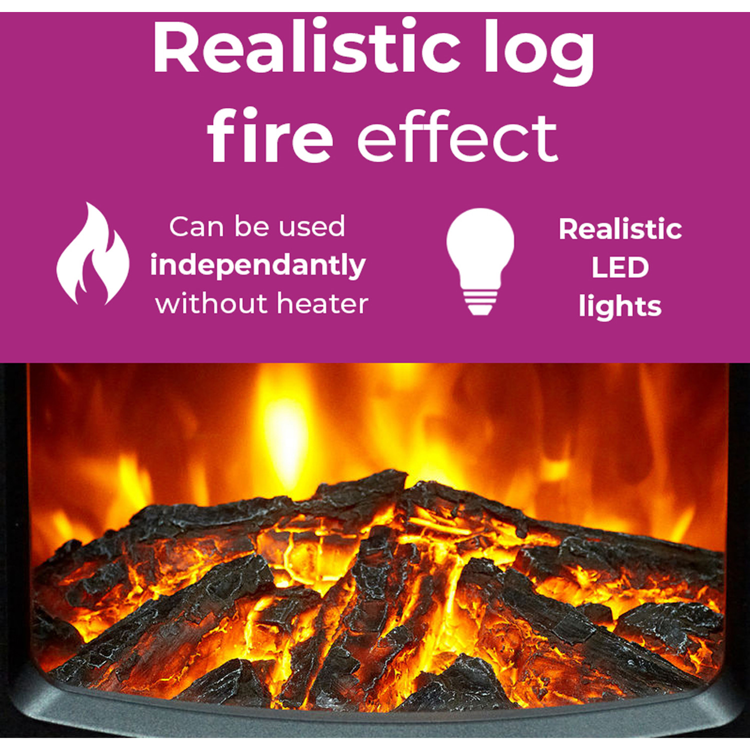 Neo 1000W 2000W Electric Heater With Realistic Flame and Log Store