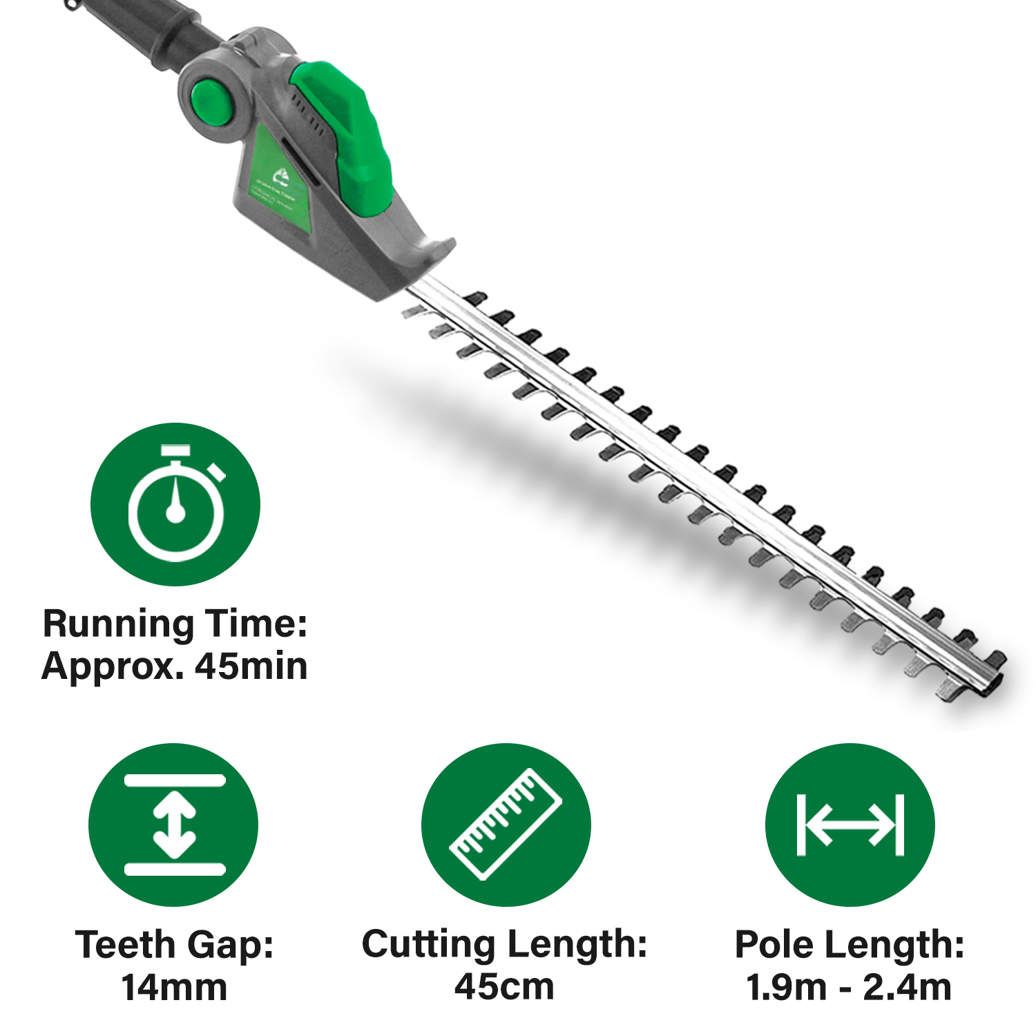 Long Reach Cordless Electric Hedge Trimmer 18V