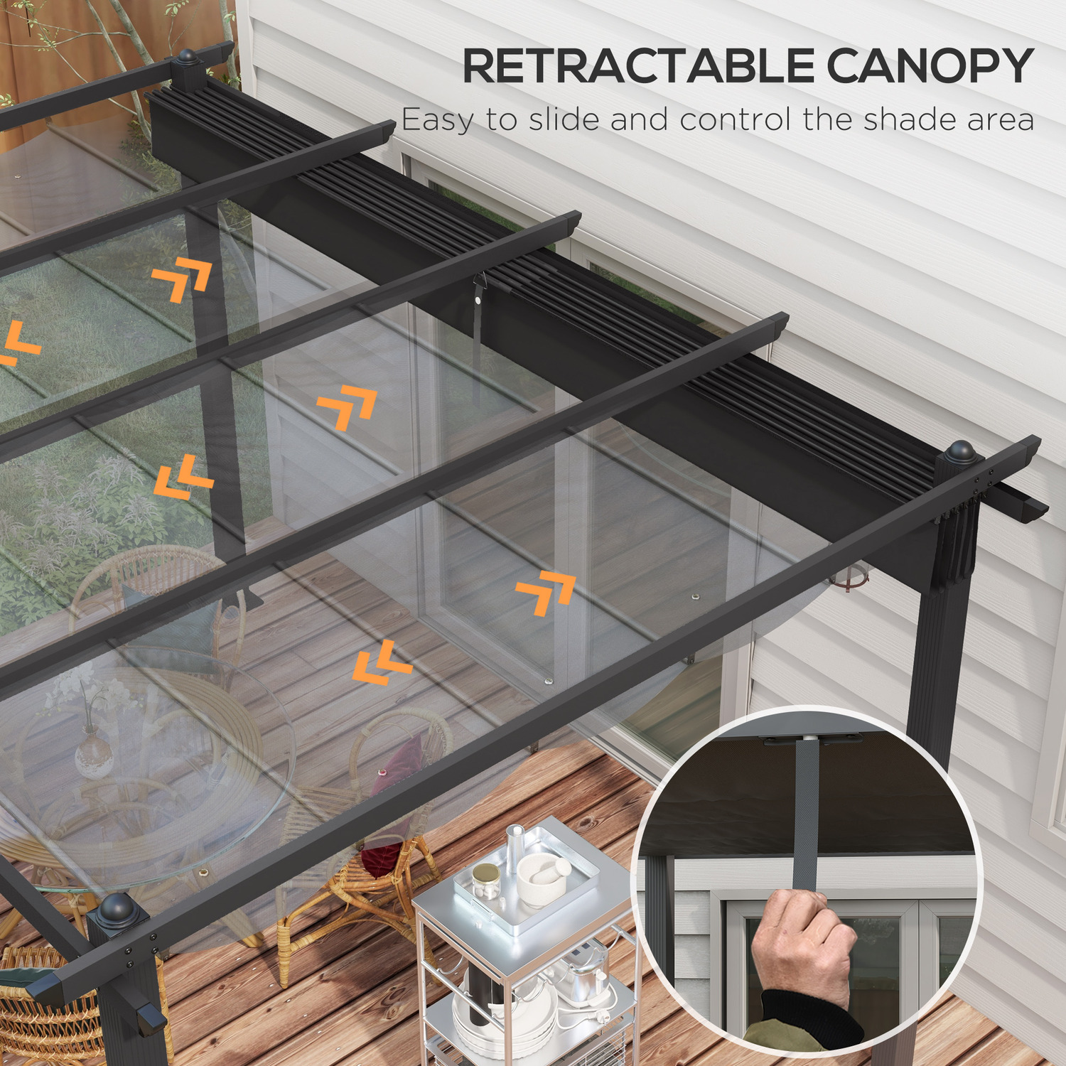 3 x 3(m) Pergola with Retractable Roof and Aluminium Frame