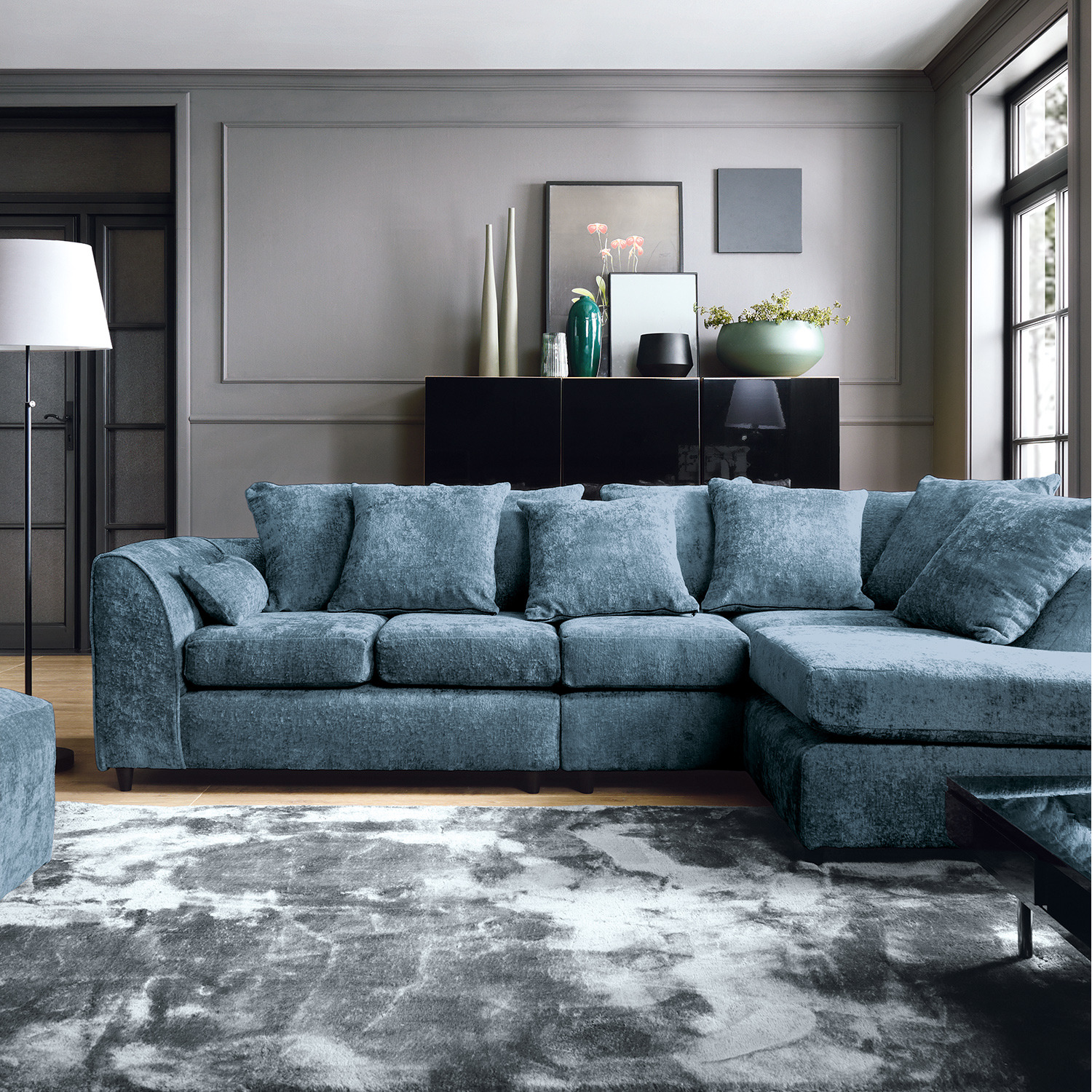 Harriet Crushed Chenille Large Right Facing Corner Sofa