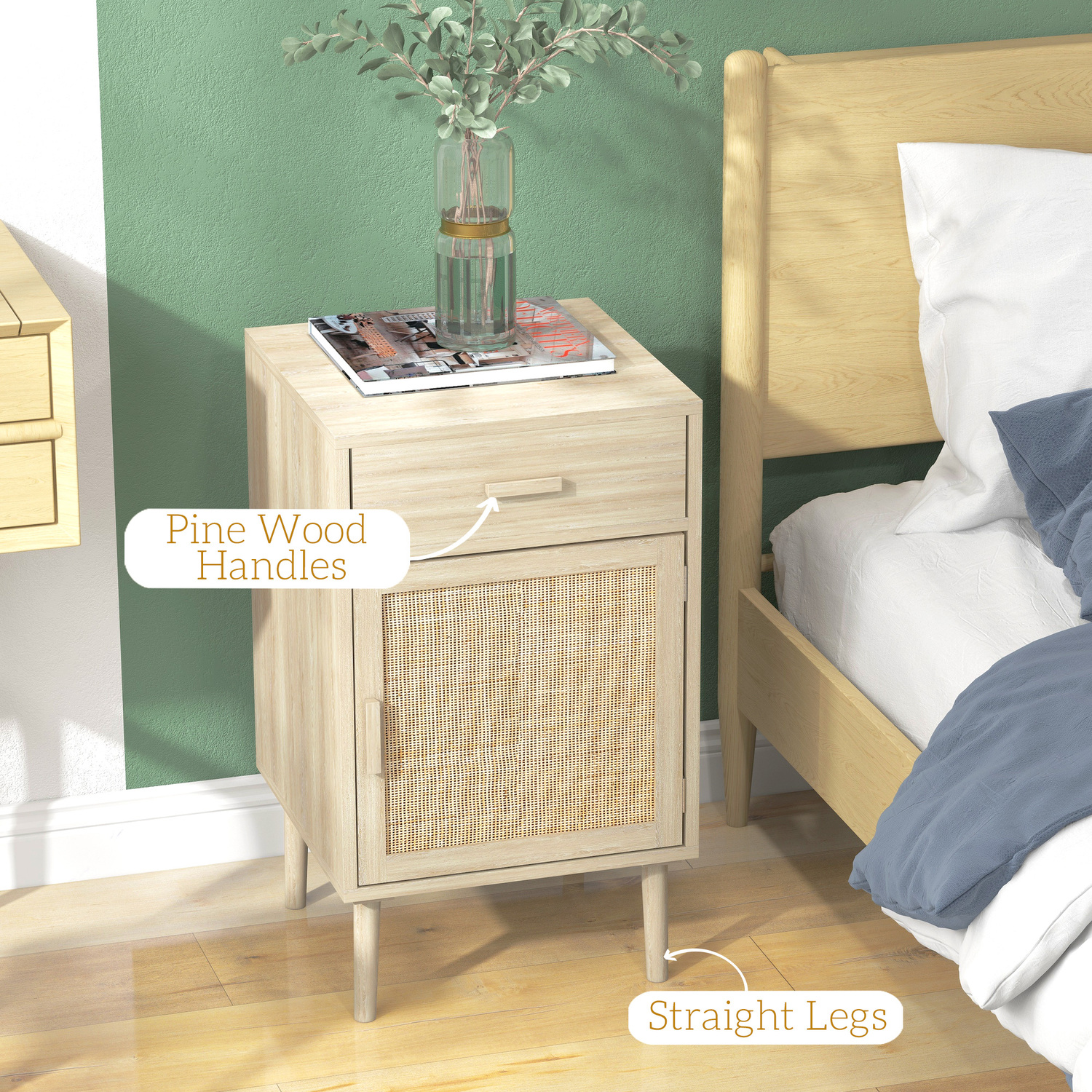 HOMCOM Bedside Table with Drawer