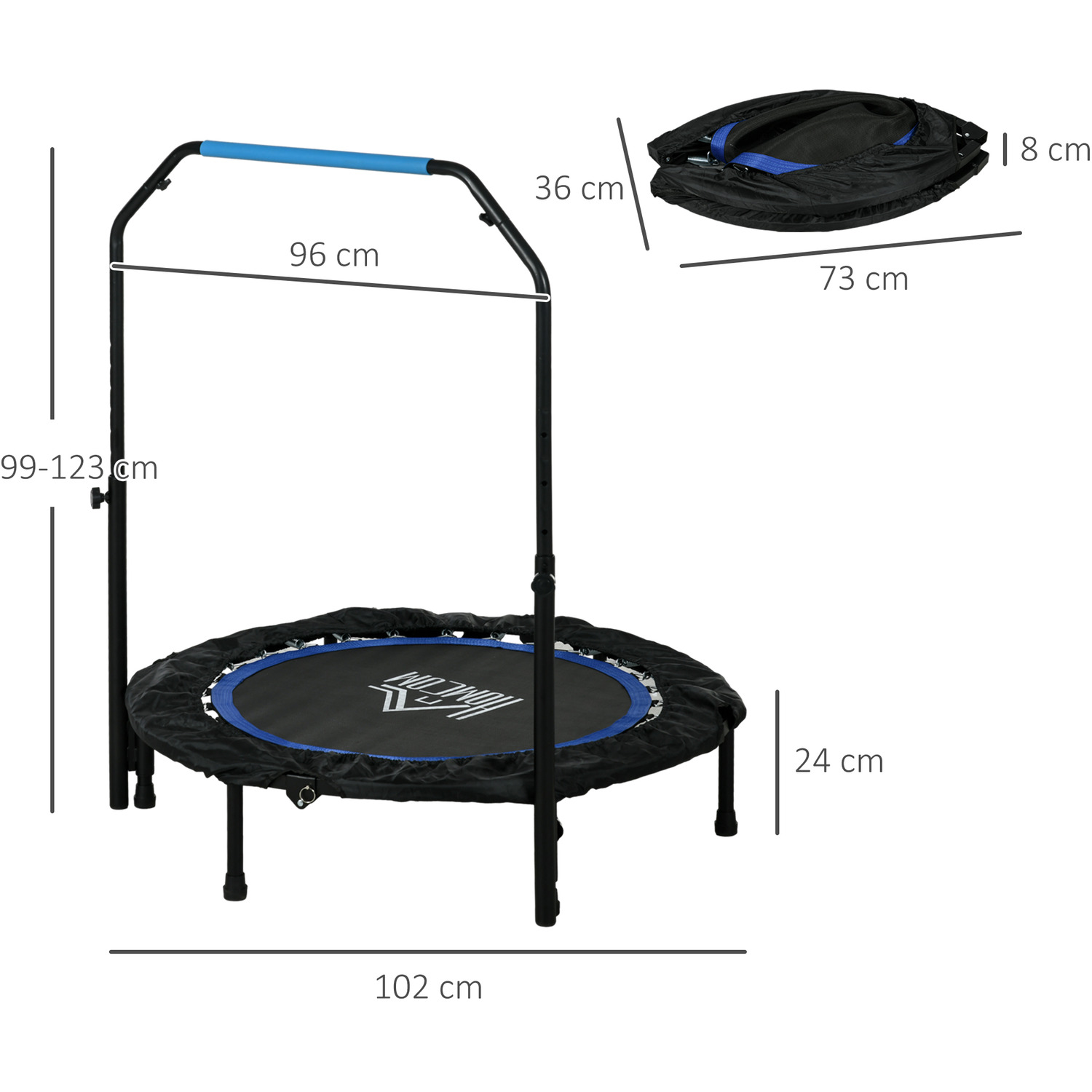 HOMCOM 40" Foldable Mini Trampoline Fitness