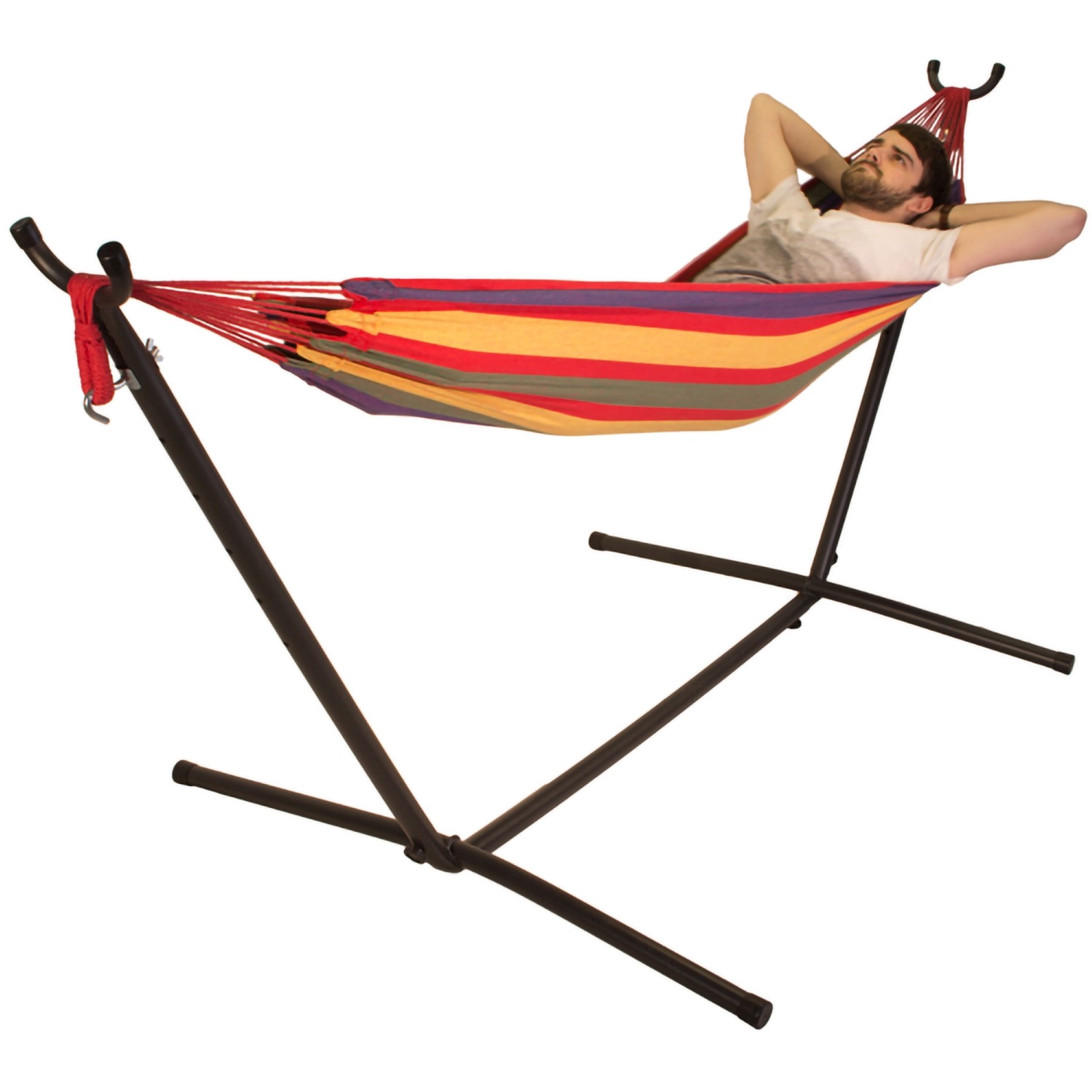 Primrose Outdoor Single Hammock With Steel Hammock Stand and Carry Bag