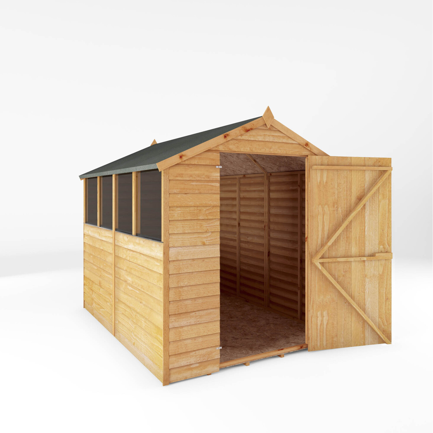 Waltons 8' x 6' Outdoor Wooden Overlap Single Door Apex Roof Garden ...