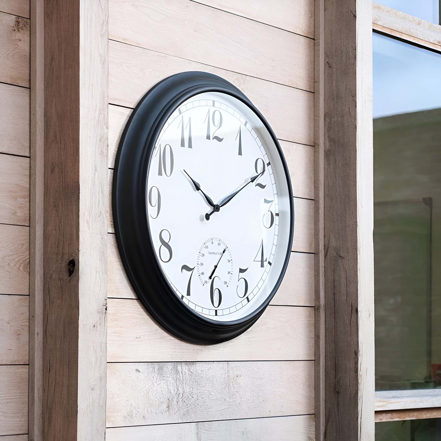 Outdoor Garden Wall Clock with Thermometer Big Time 90cm Diameter
