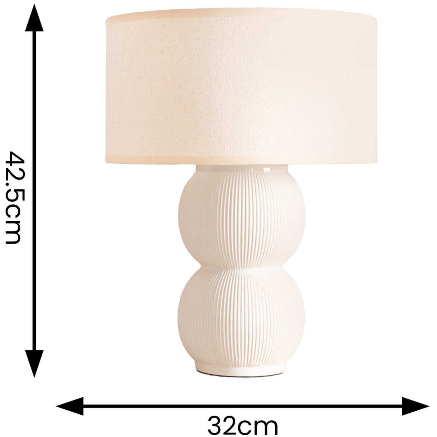 Gemma Stacked Ribbed Ceramic Table Lamp with Drum Shade
