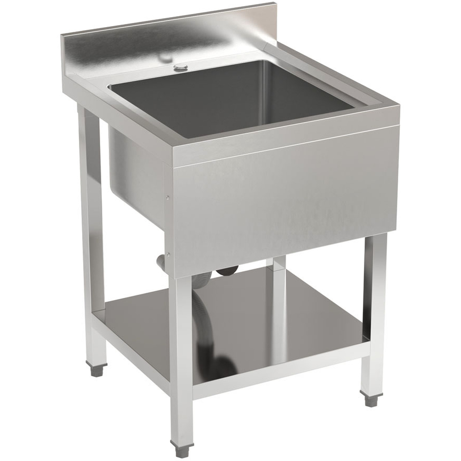 Freestanding Kitchen Sink Unit with Storage Shelf and Splashback