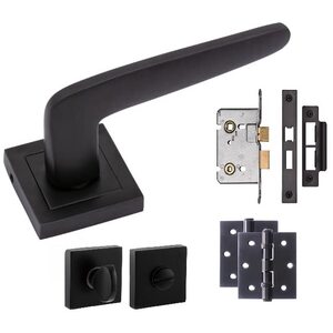 Venus Bathroom Door Handle on Square Rose Set Matt