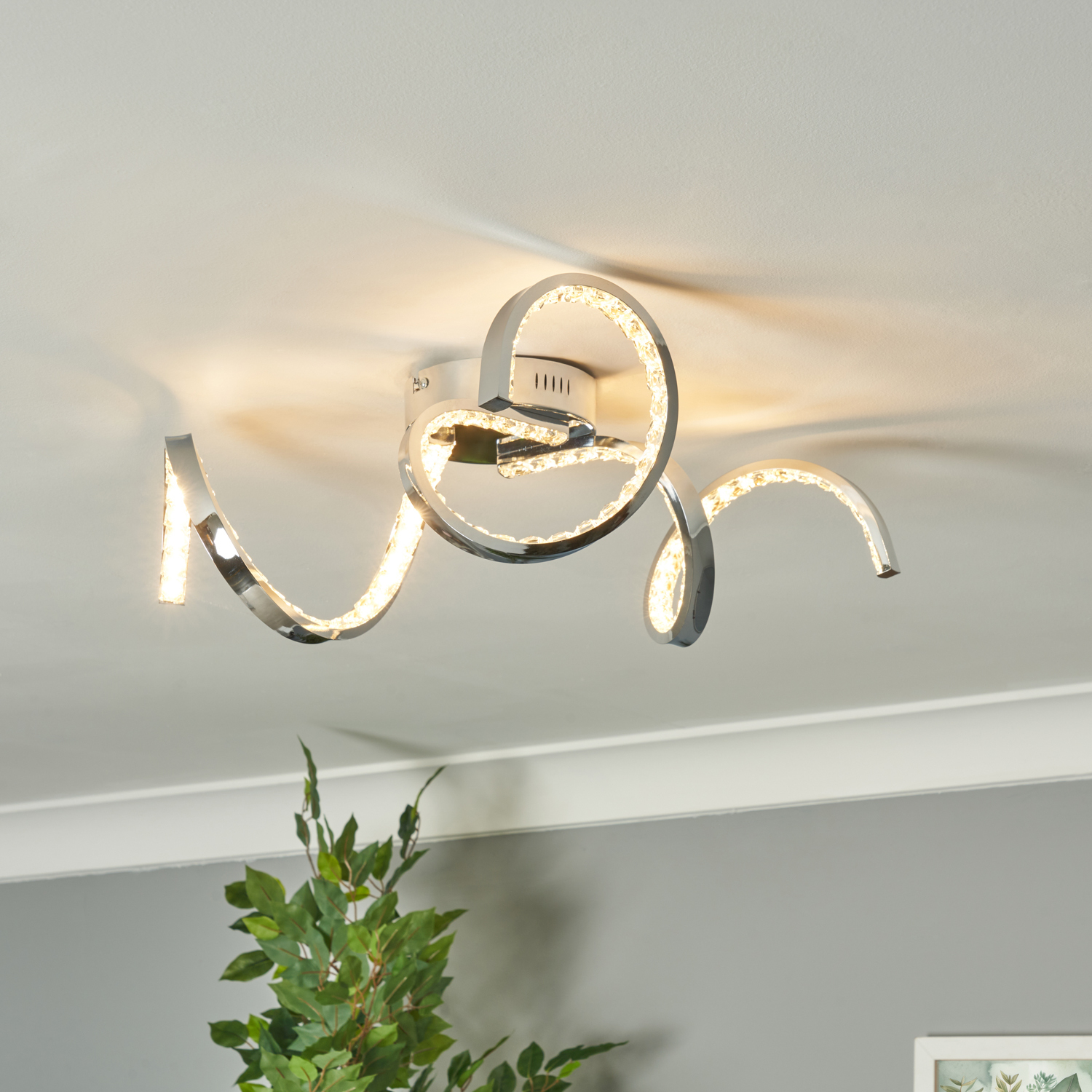 Lacey 3 Arm LED Spiral Semi Flush Ceiling Light