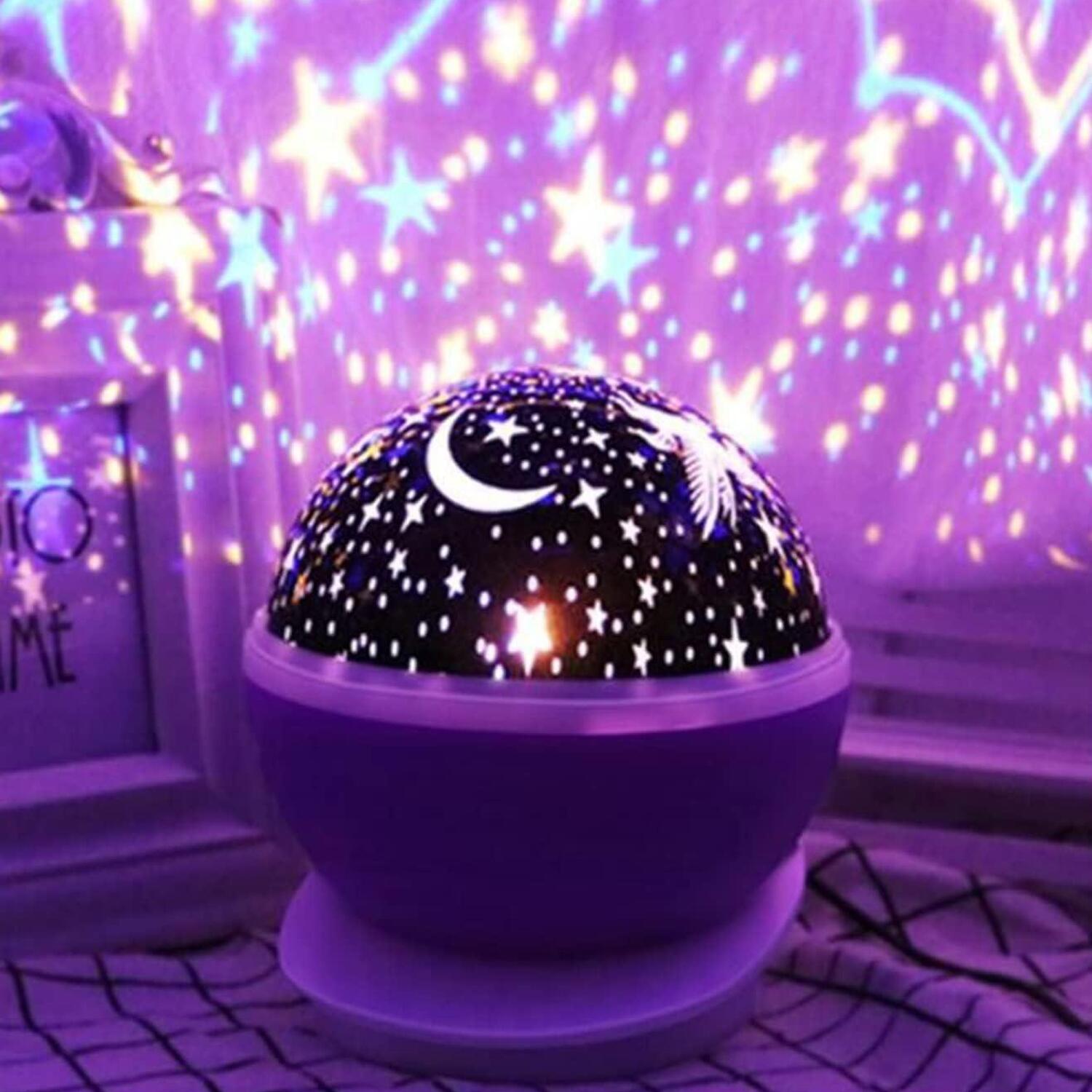 DS Living Moon and Star Projector Night Light Children Purple