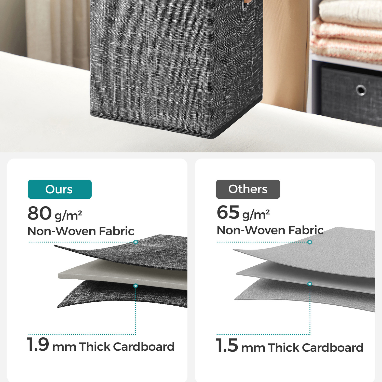 SONGMICS Set of 6 Non-Woven Fabric Storage Boxes