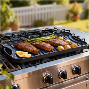 Reversible Non-Stick Cast Iron Griddle Plate Oval