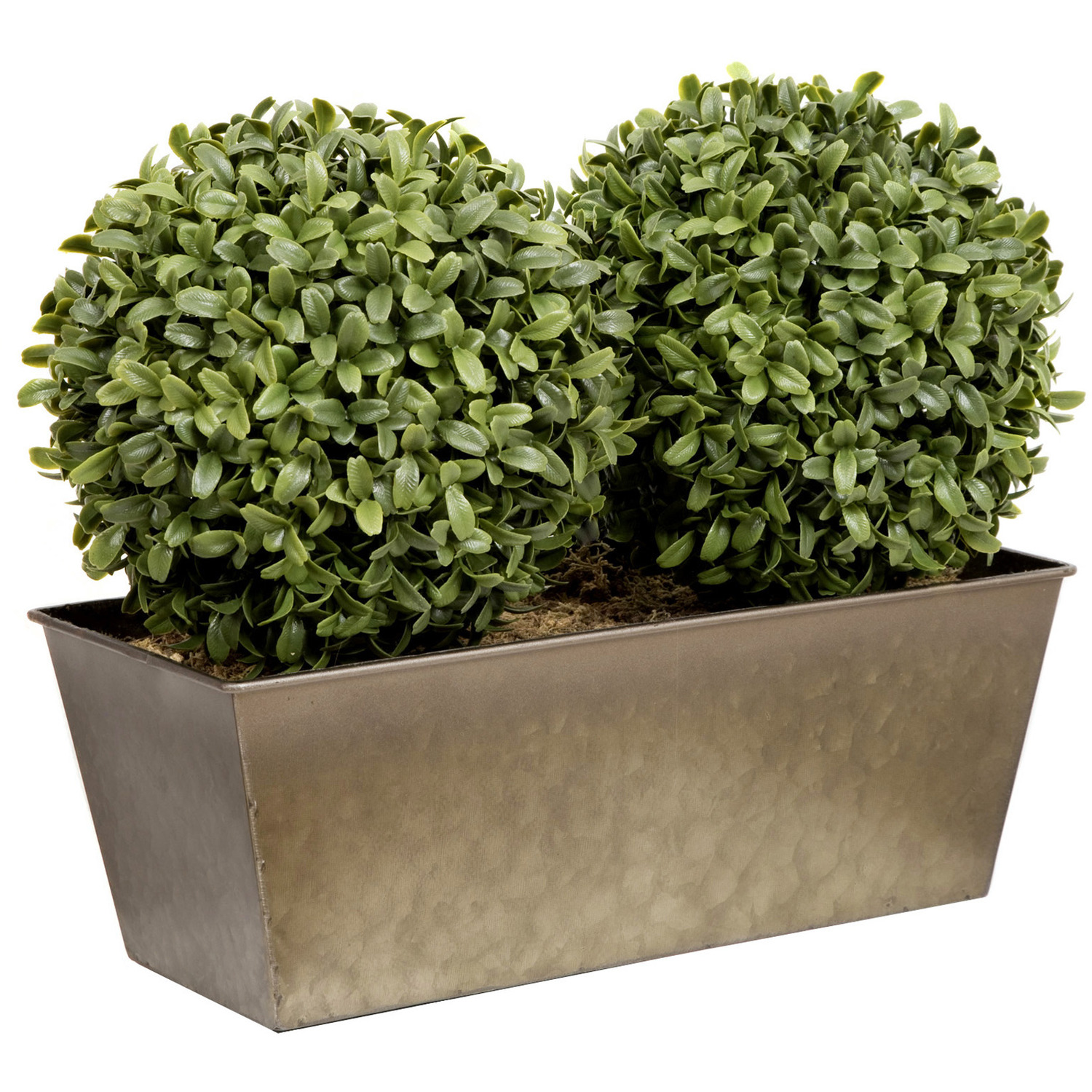 Artificial Topiary Double Ball Rustic Tin Window Box