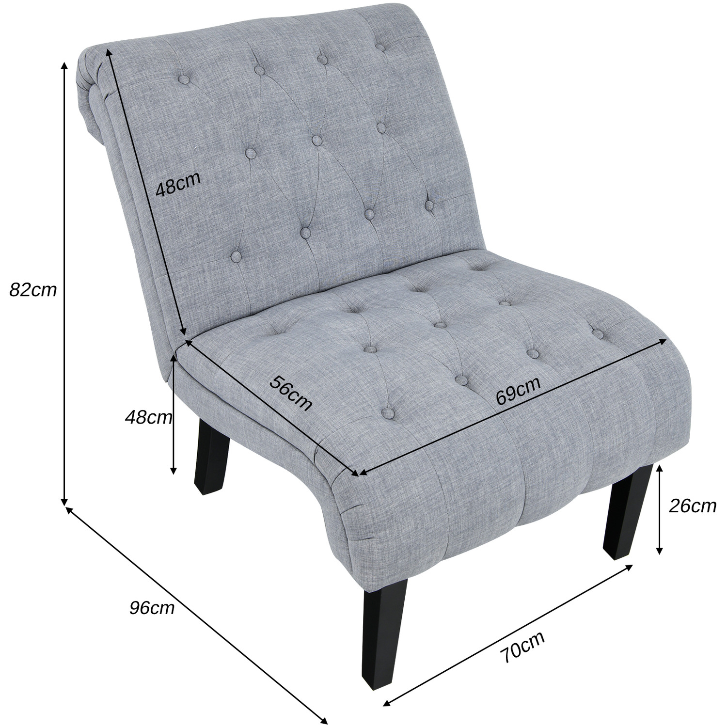 Grey Armless Accent Chair