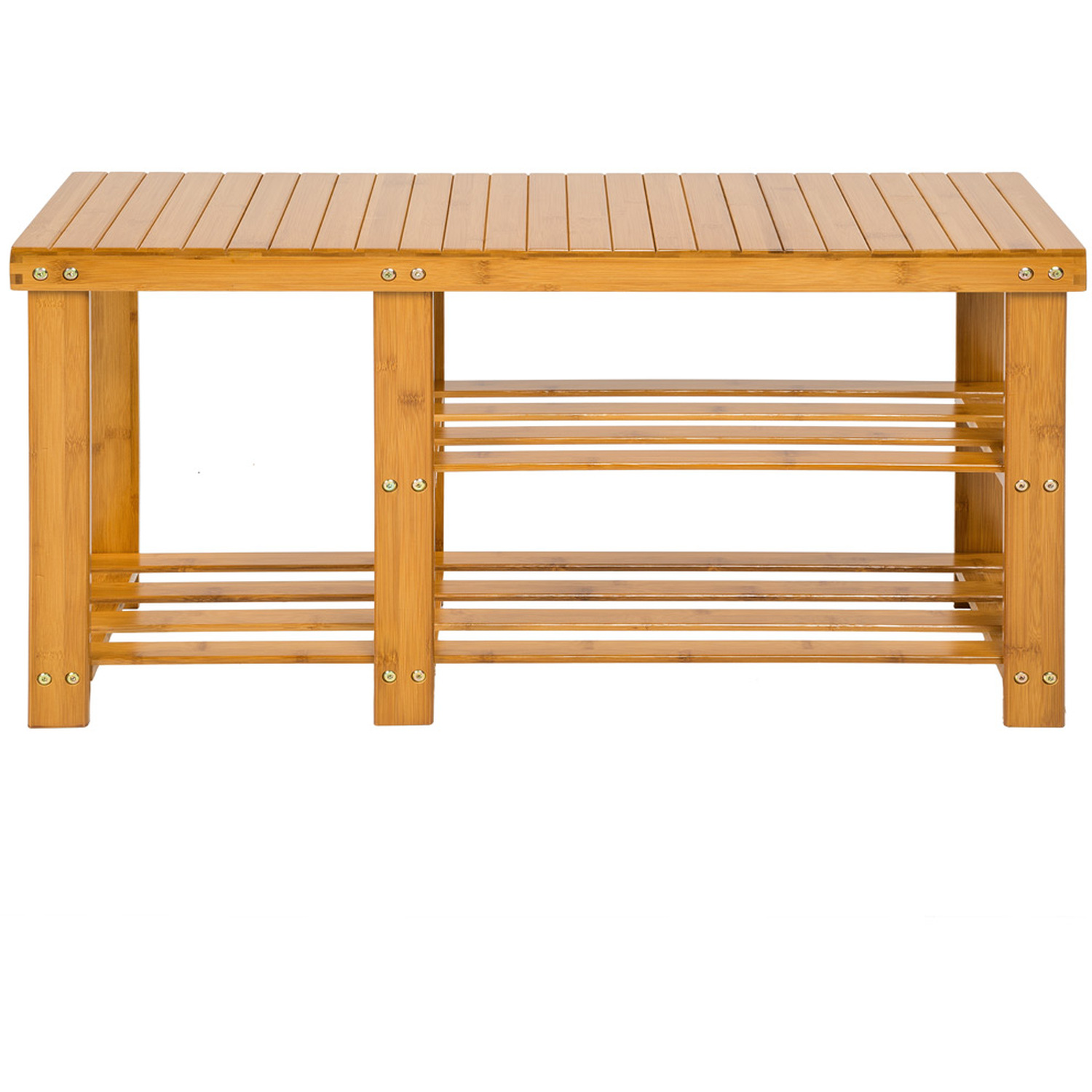 Shoe Rack Bamboo With Bench And Separate Compartment