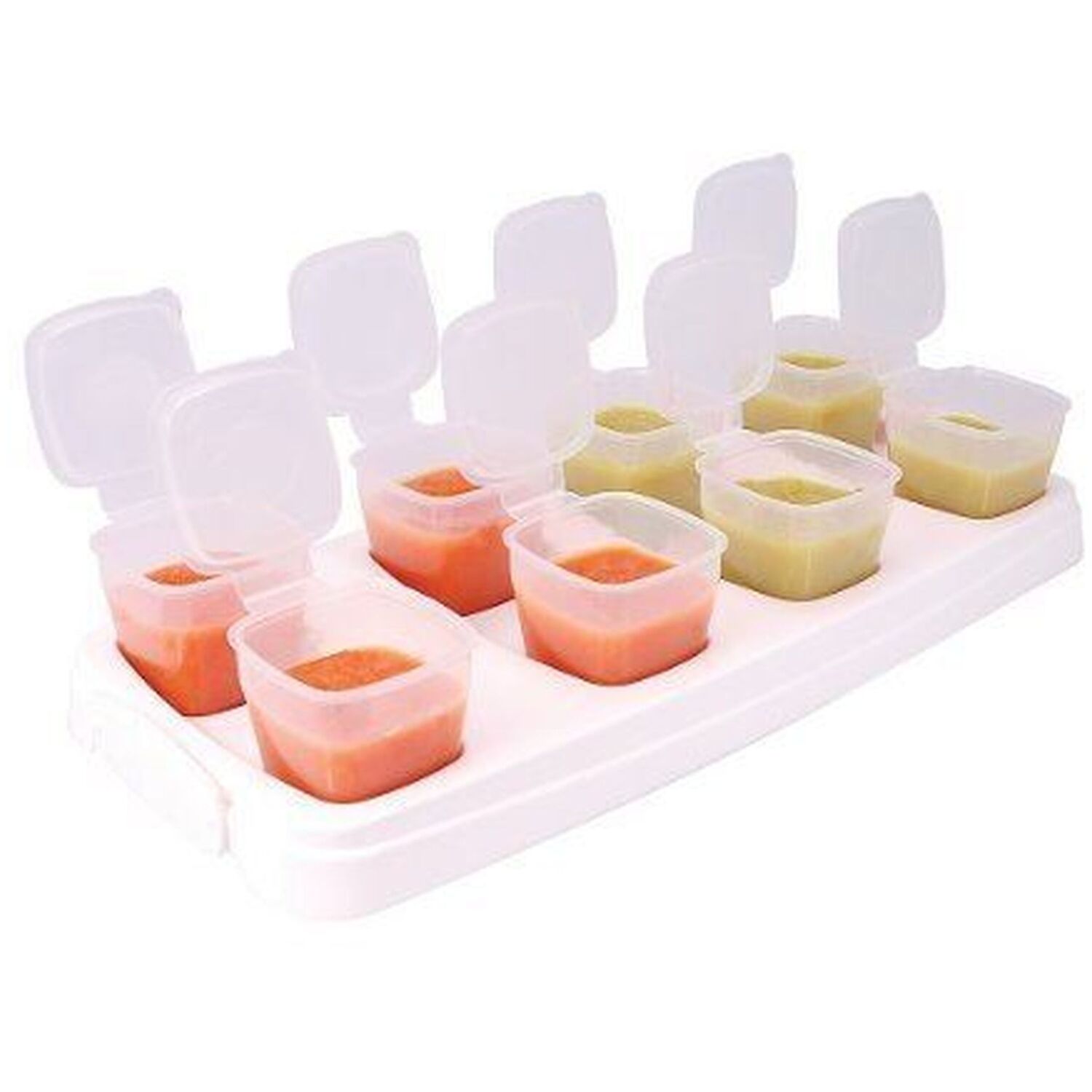 8 Baby Weaning Food Freezer Cubes Storage Pots Containers 70ml with Tray