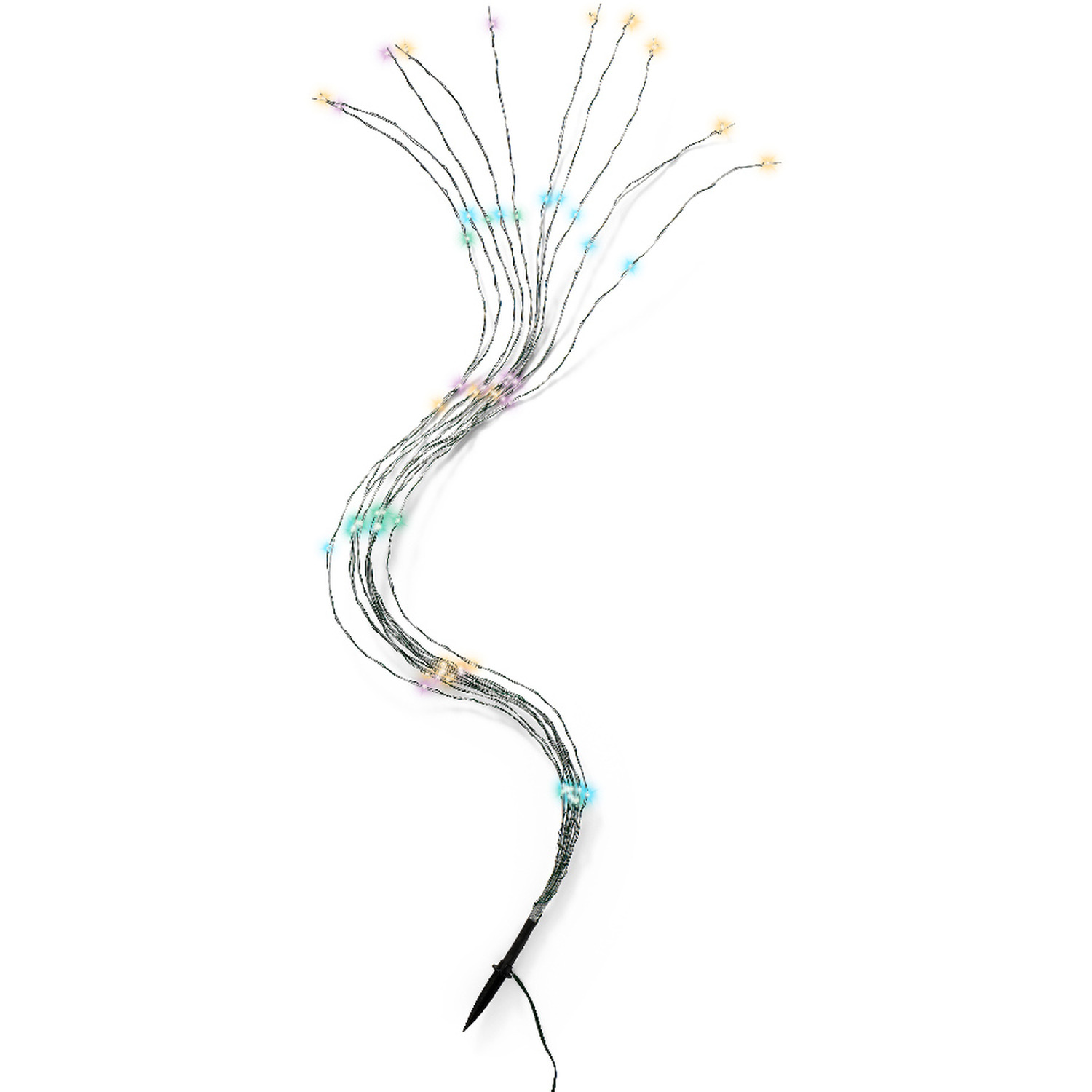 Micro 60 LED Plant Lights Soft Pastel Battery Stake Green Wire 90cm