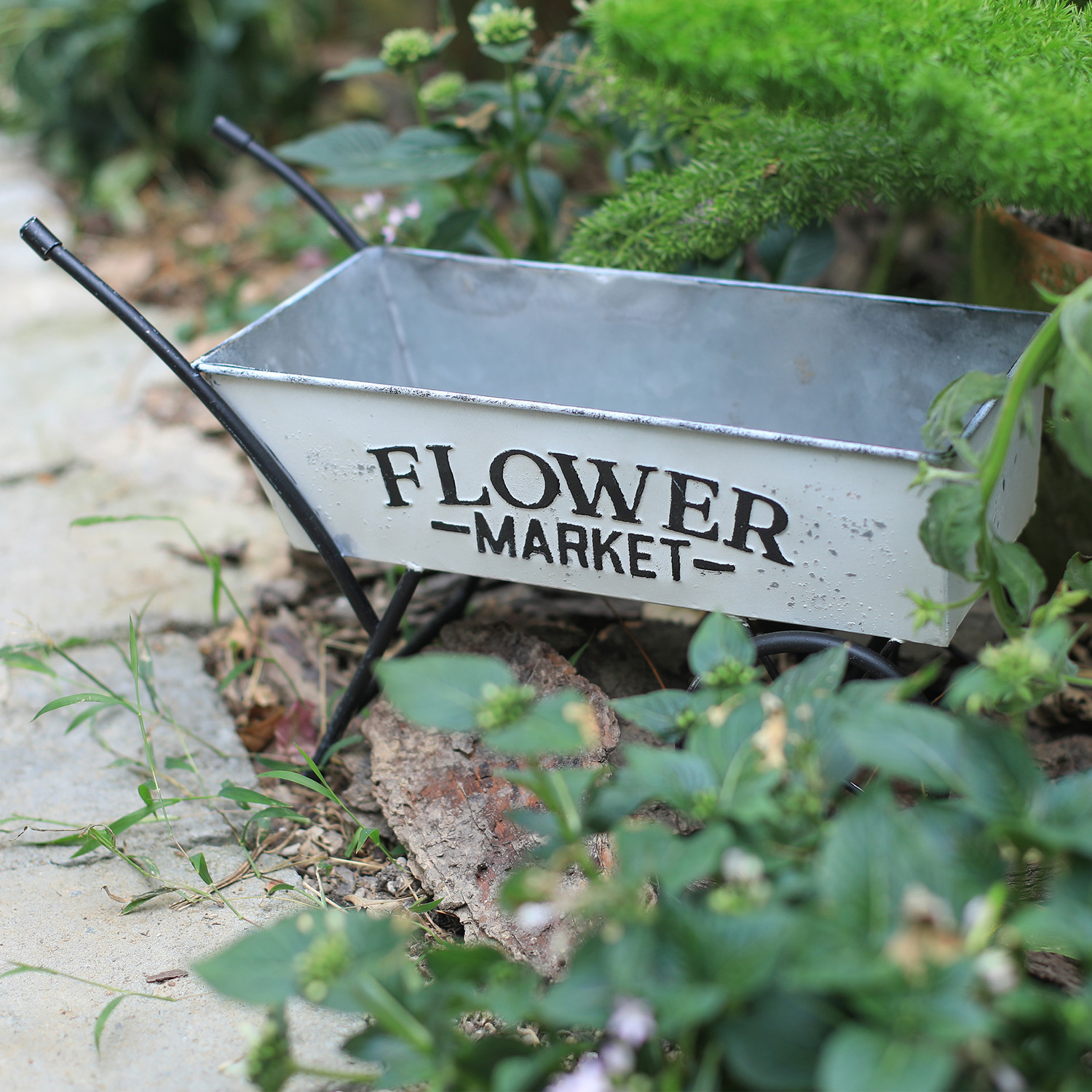 Vintage Flower Market Metal Cart Pots for Plants