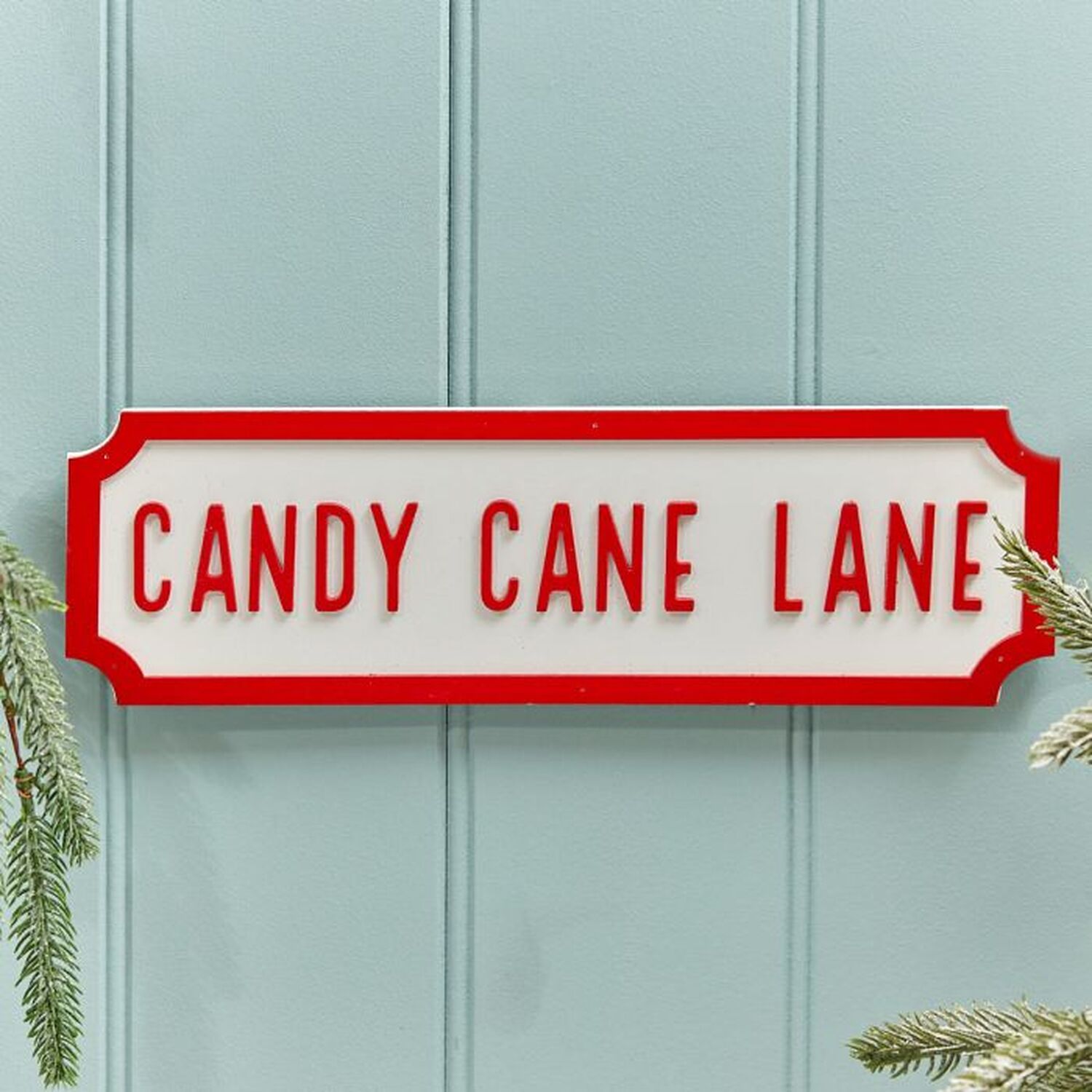 Wooden Candy Cane Lane Christmas Wall Hanging Plaque Sign