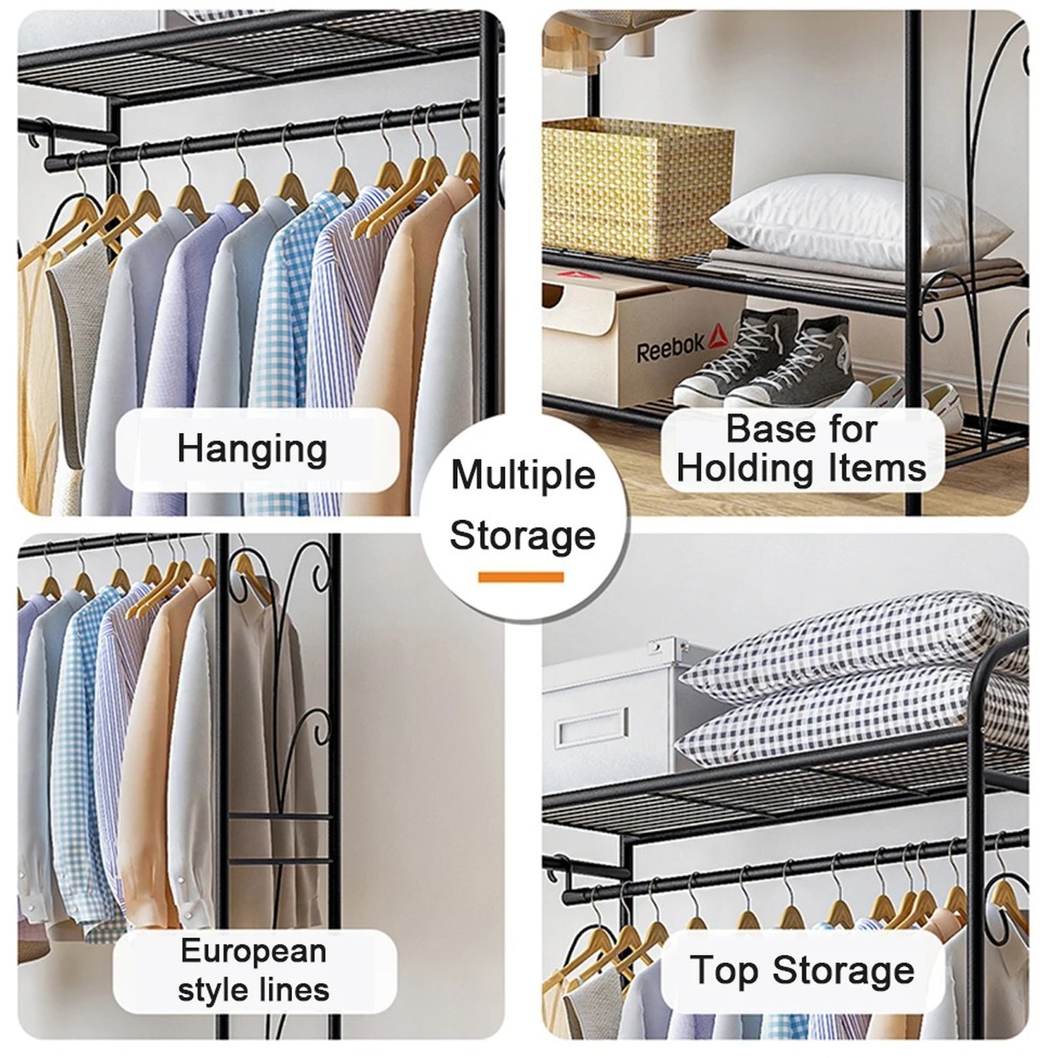 Metal Clothes Rail With Shelves