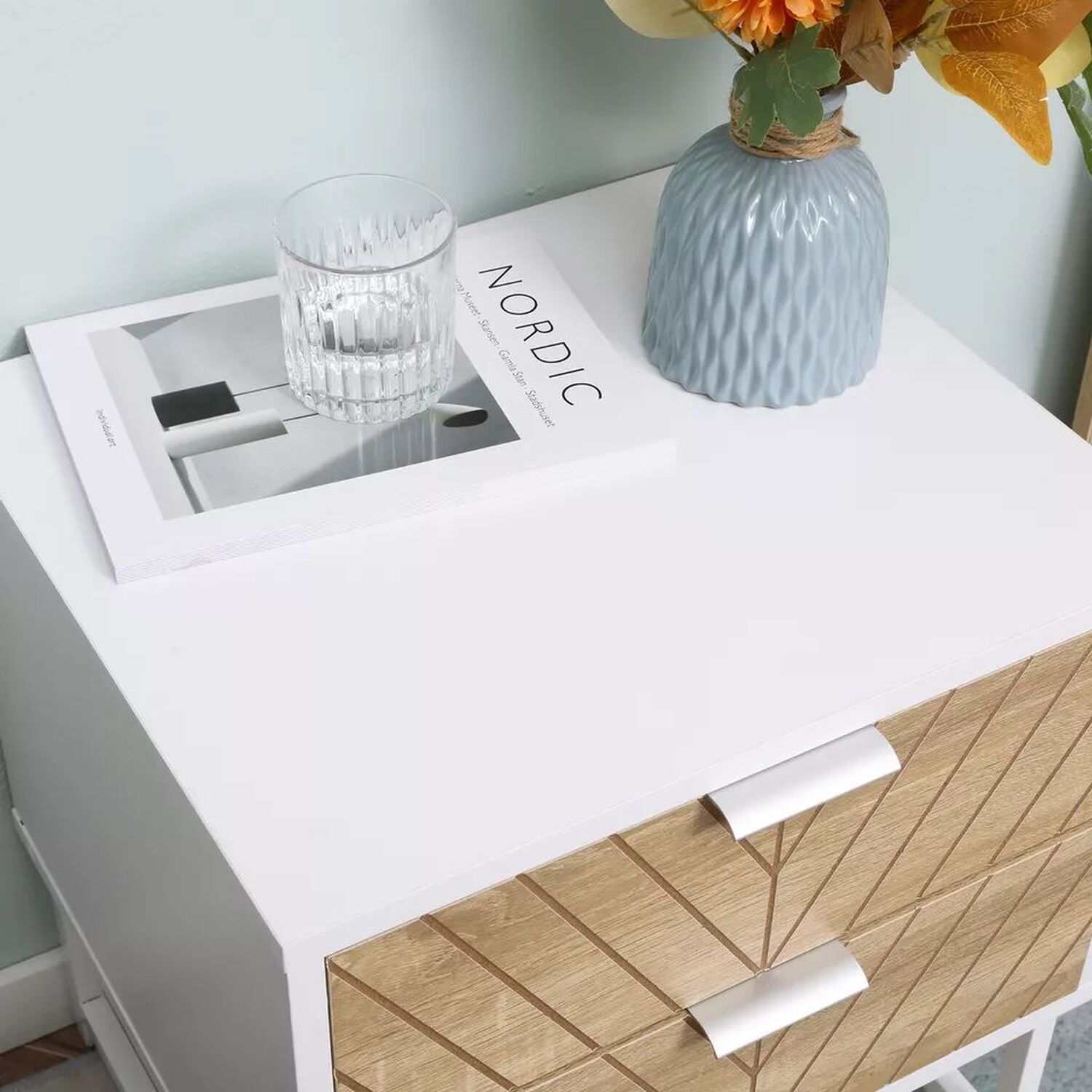 Chevron Bedside Table With Drawers