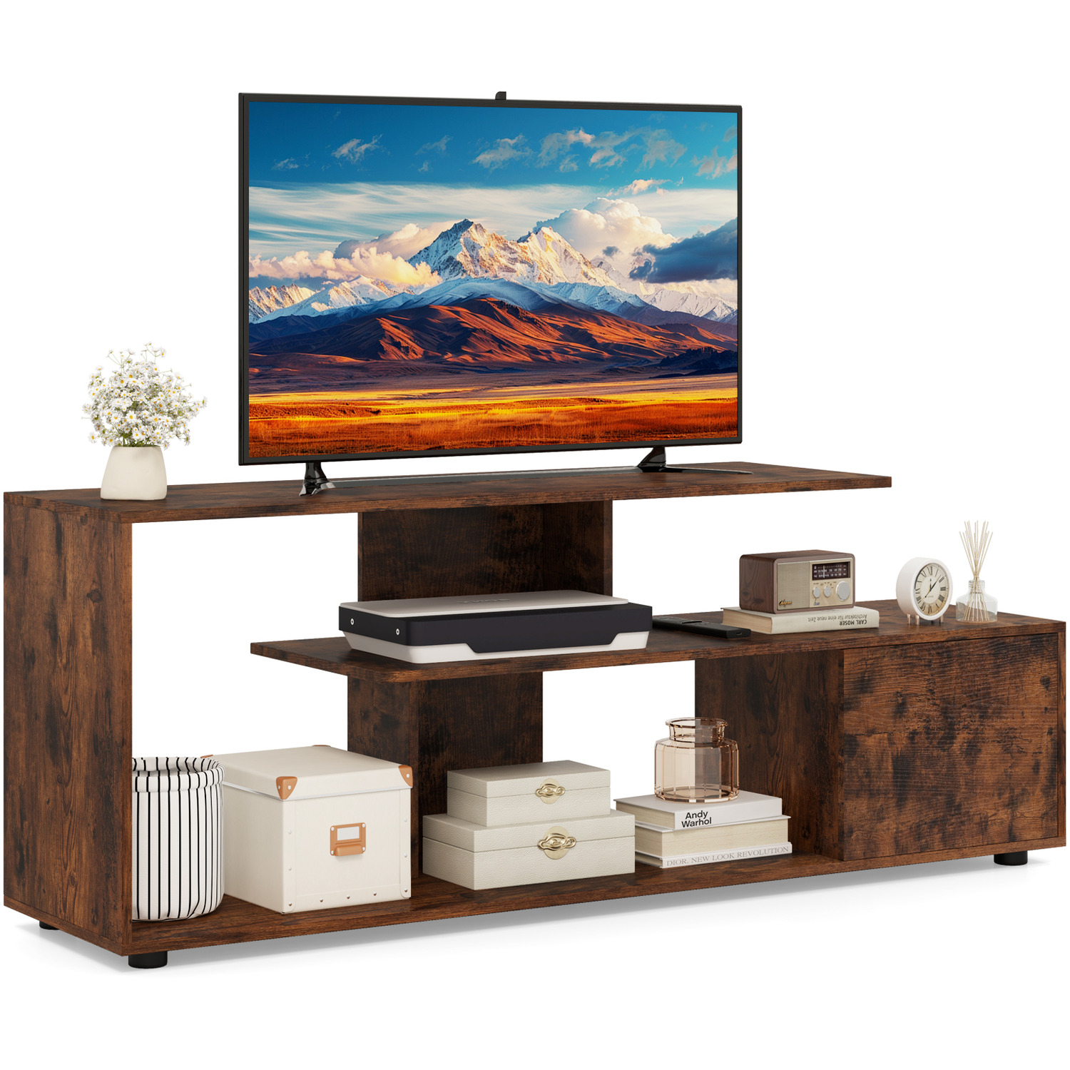 3-Tier Asymmetrical Media Console Table