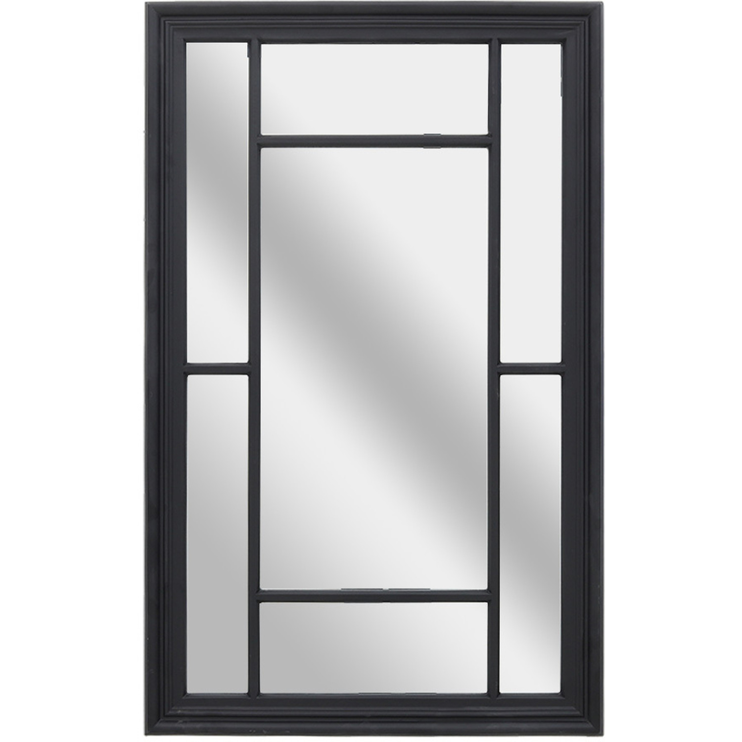 Vintage Window Pane Wall Mirror Wooden Frame Hanging Decor