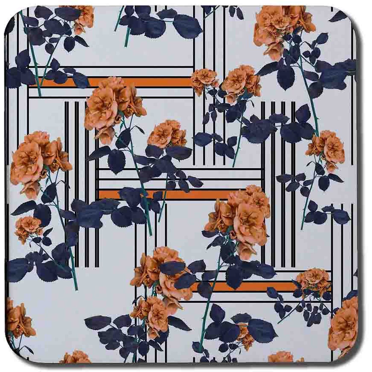 Geometric Lines Flowers Coaster