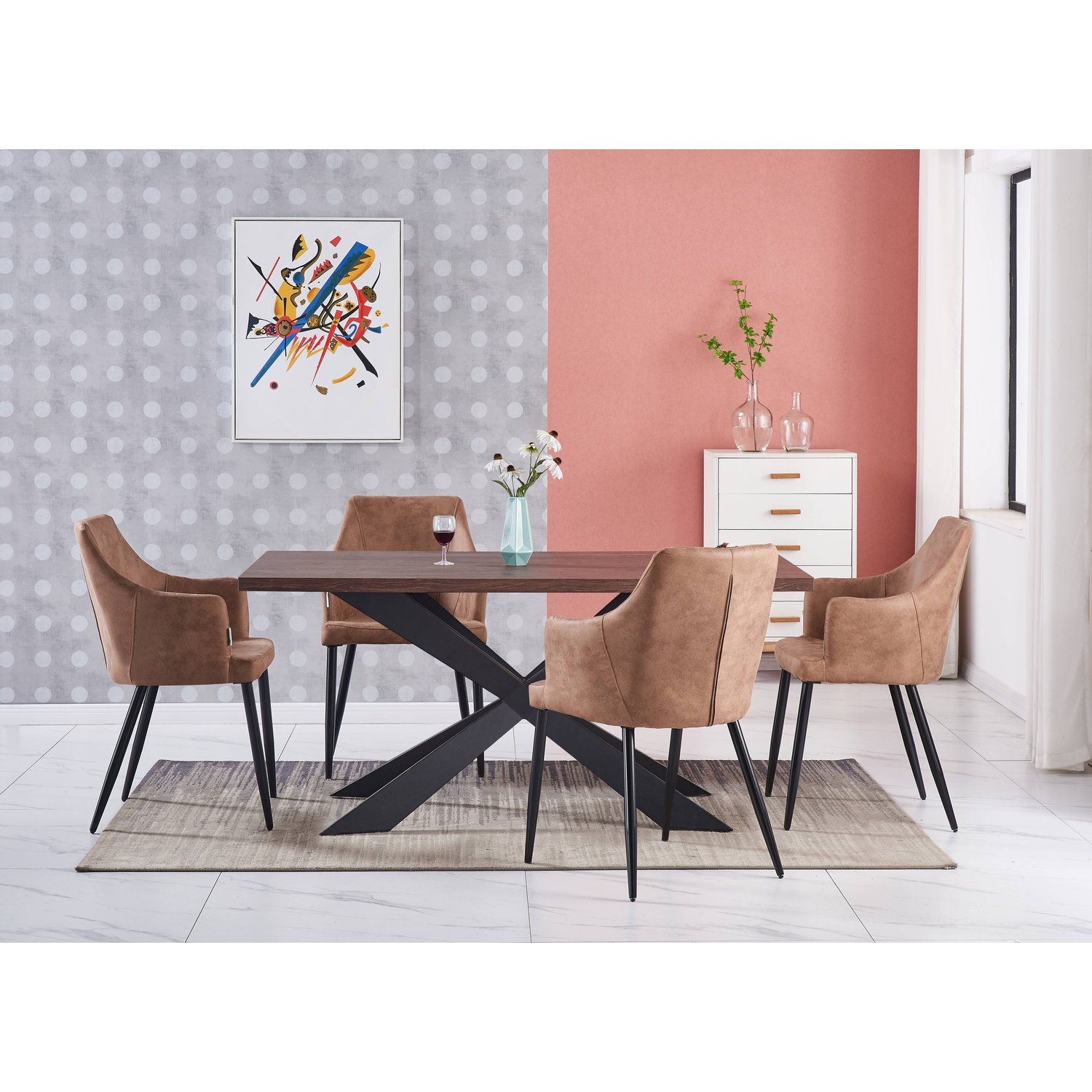 Zarah Duke Dining Set with a Table and 4 Chairs