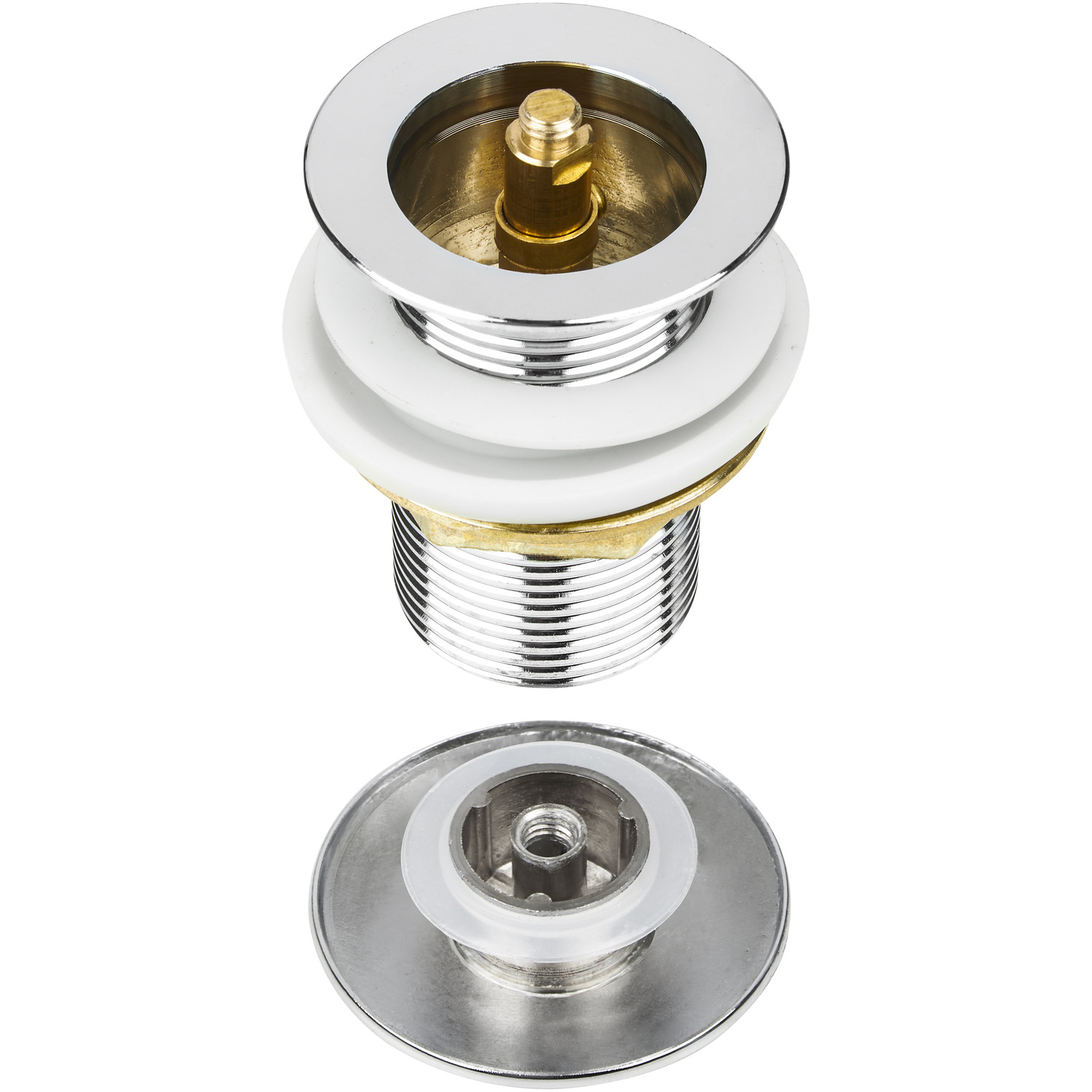 Chrome Unslotted Click Clack Basin Sink Bath Tap Waste Pop Up Push ...